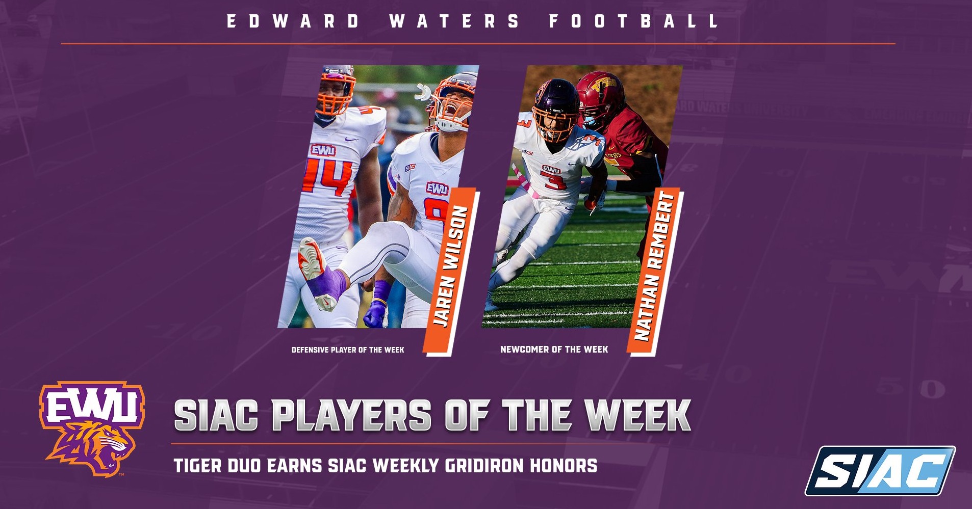 Gridiron Duo Takes SIAC Weekly Football Honors - Edward Waters University