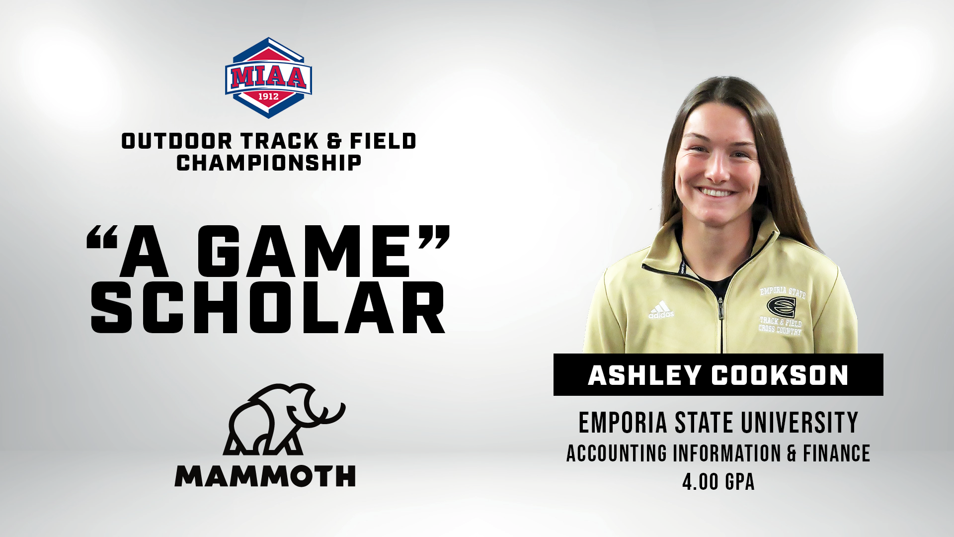 Emporia State's Ashley Cookson Named "A Game" Scholar for MIAA Outdoor ...