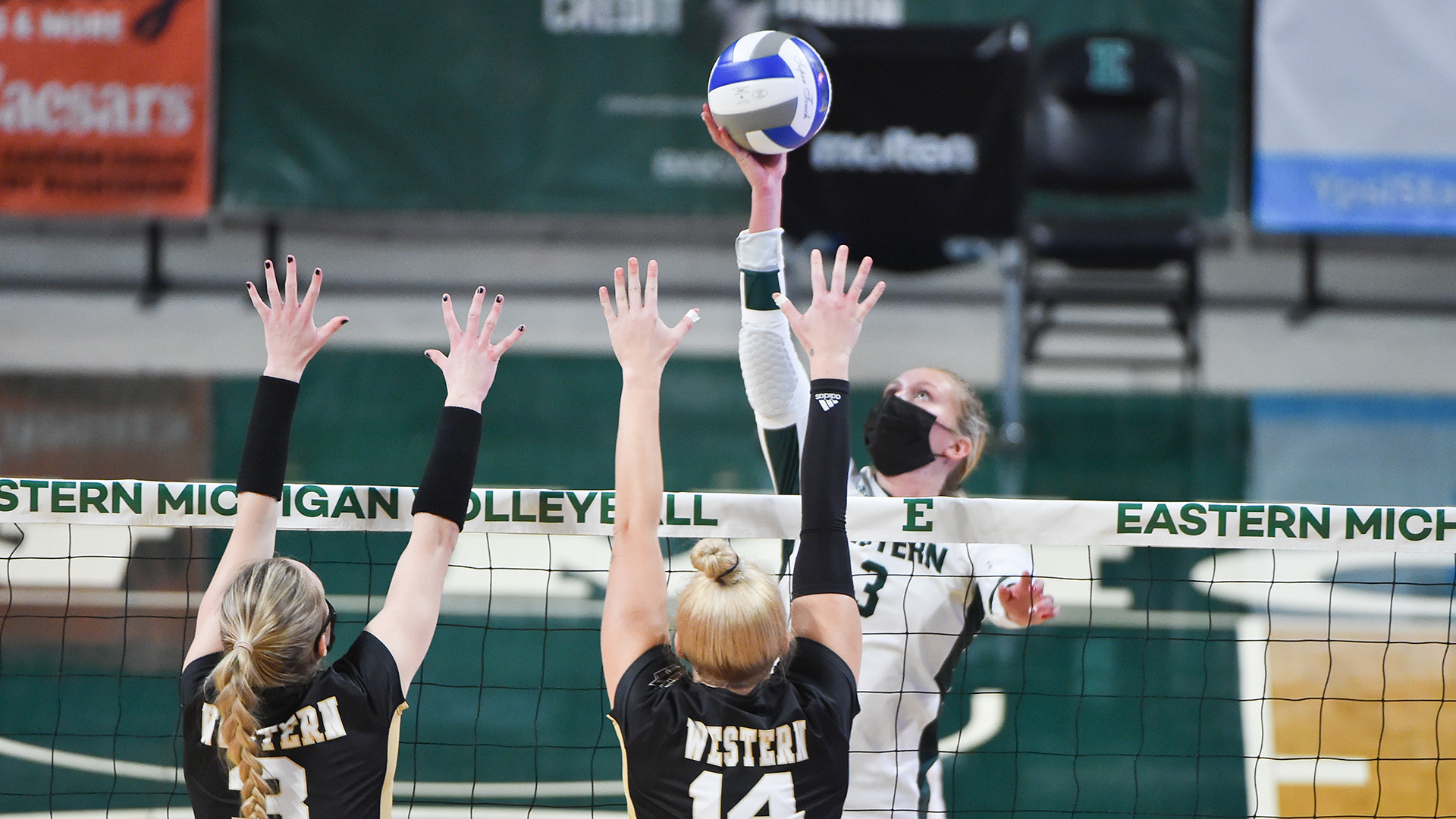 Eagles Combine for 15 blocks in 3-1 Win Against Akron - Eastern ...
