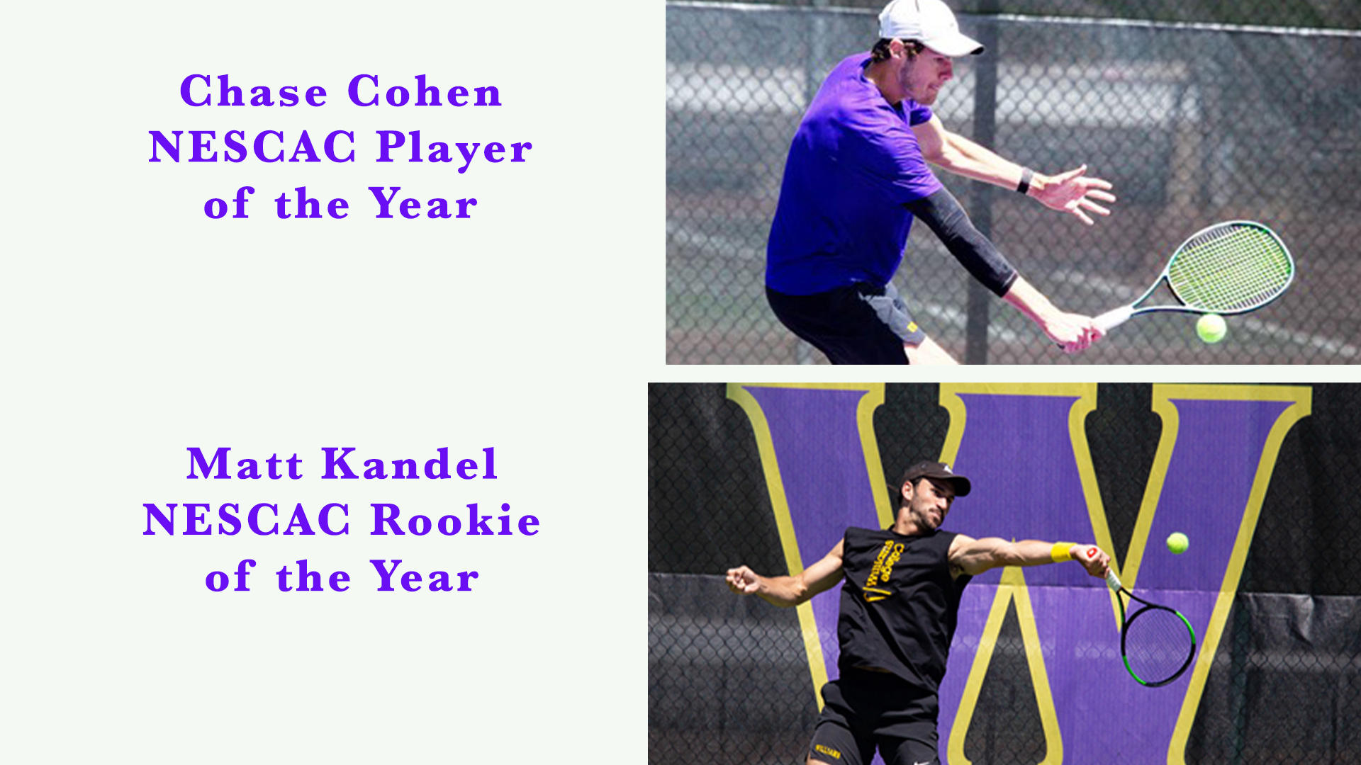 Chase Cohen NESCAC Player of the Year & Matt Kandel NESCAC Rookie of ...