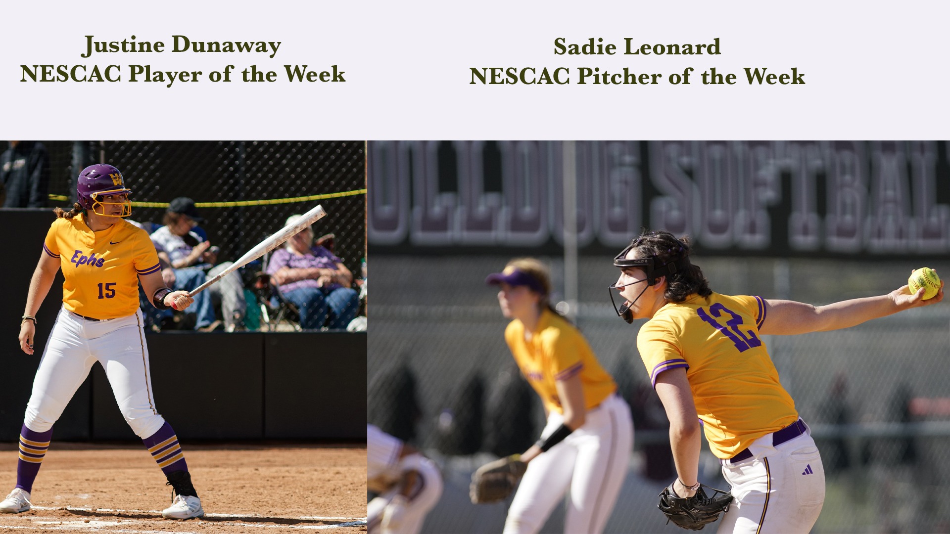 Justine Dunaway Named NESCAC Player of the Week & Sadie Leonard Named ...