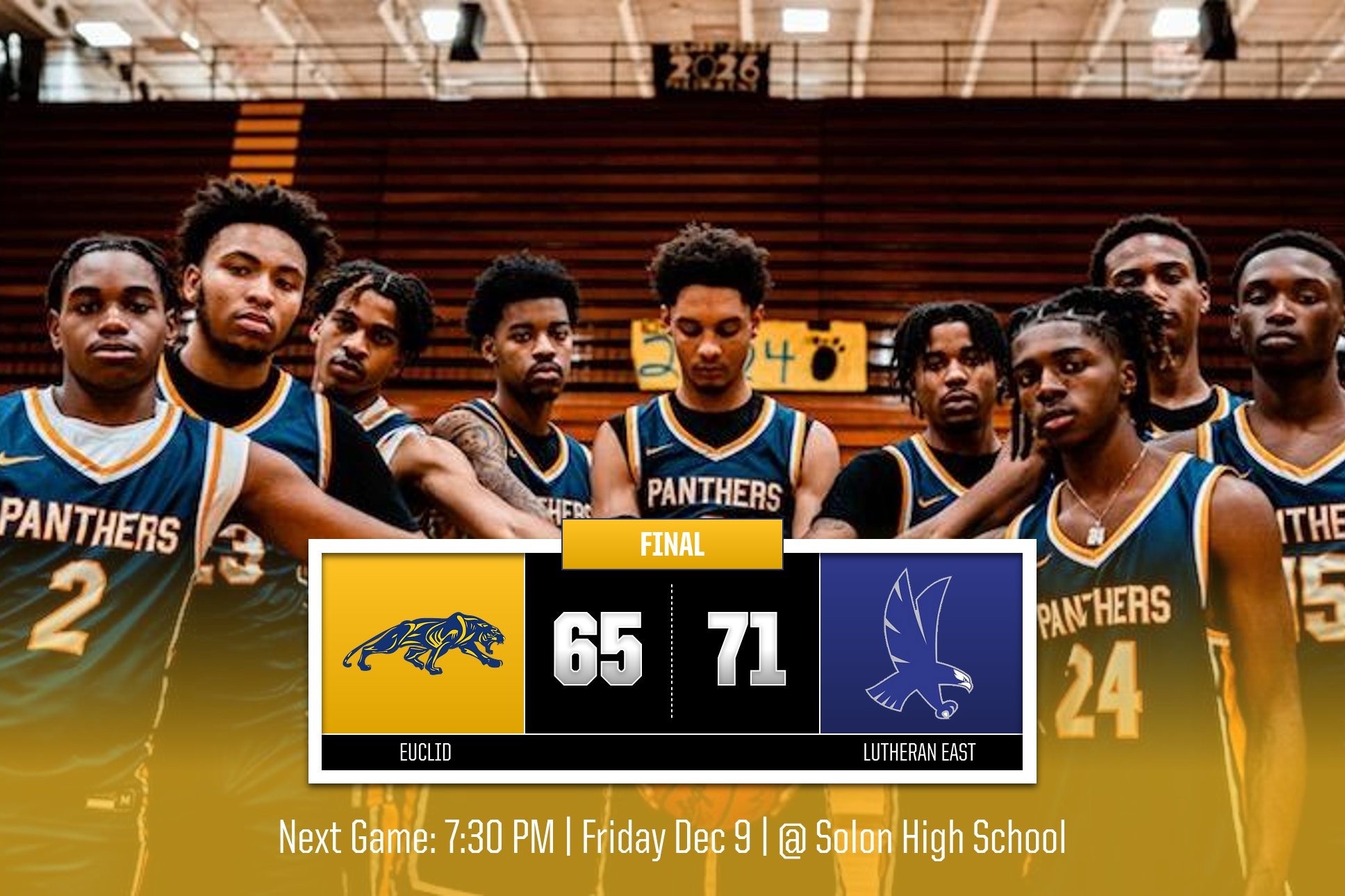 Panthers Basketball Falls to Lutheran East - Euclid City Schools