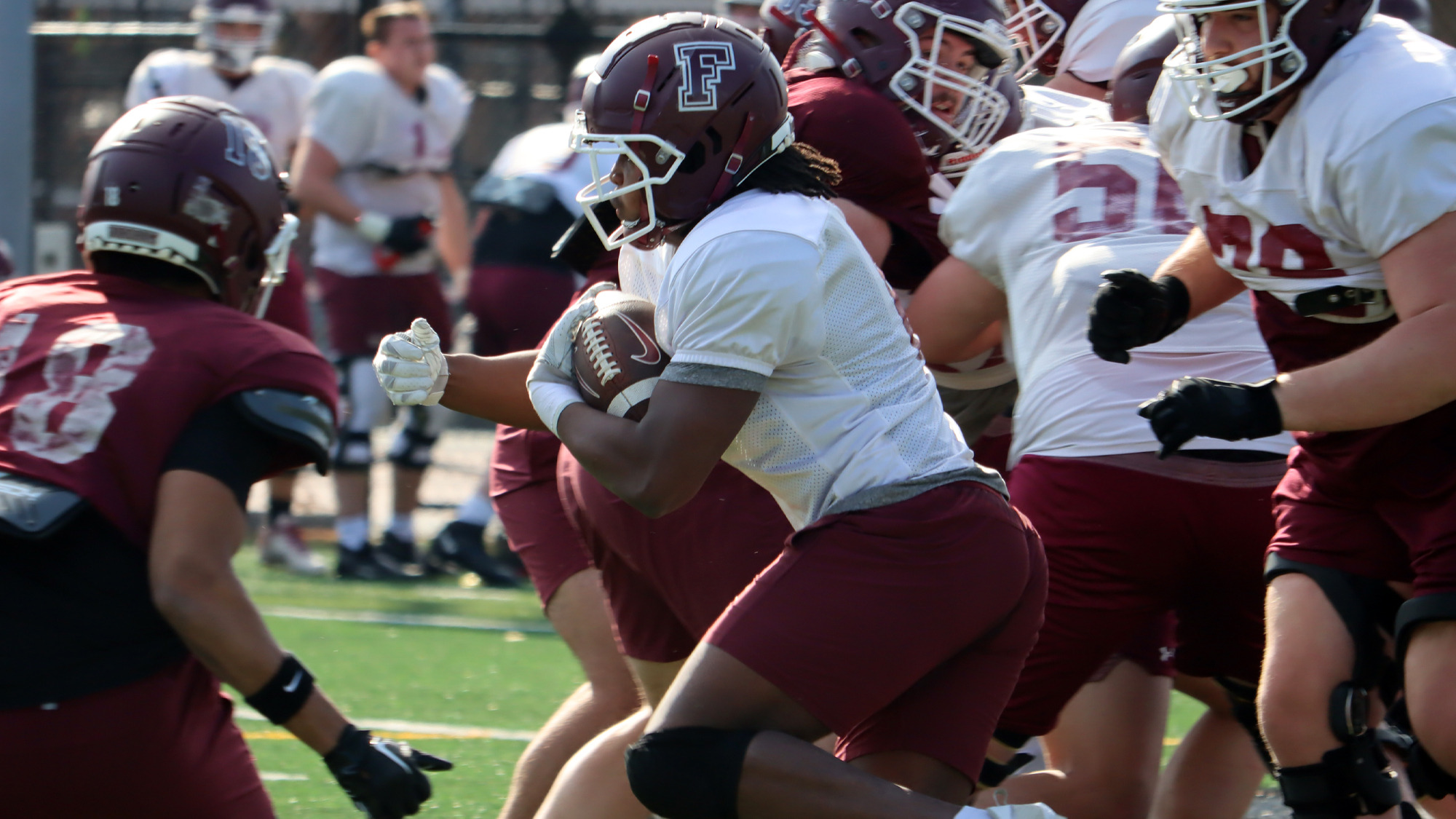 Football Prepping for Spring Game - Fordham University Athletics