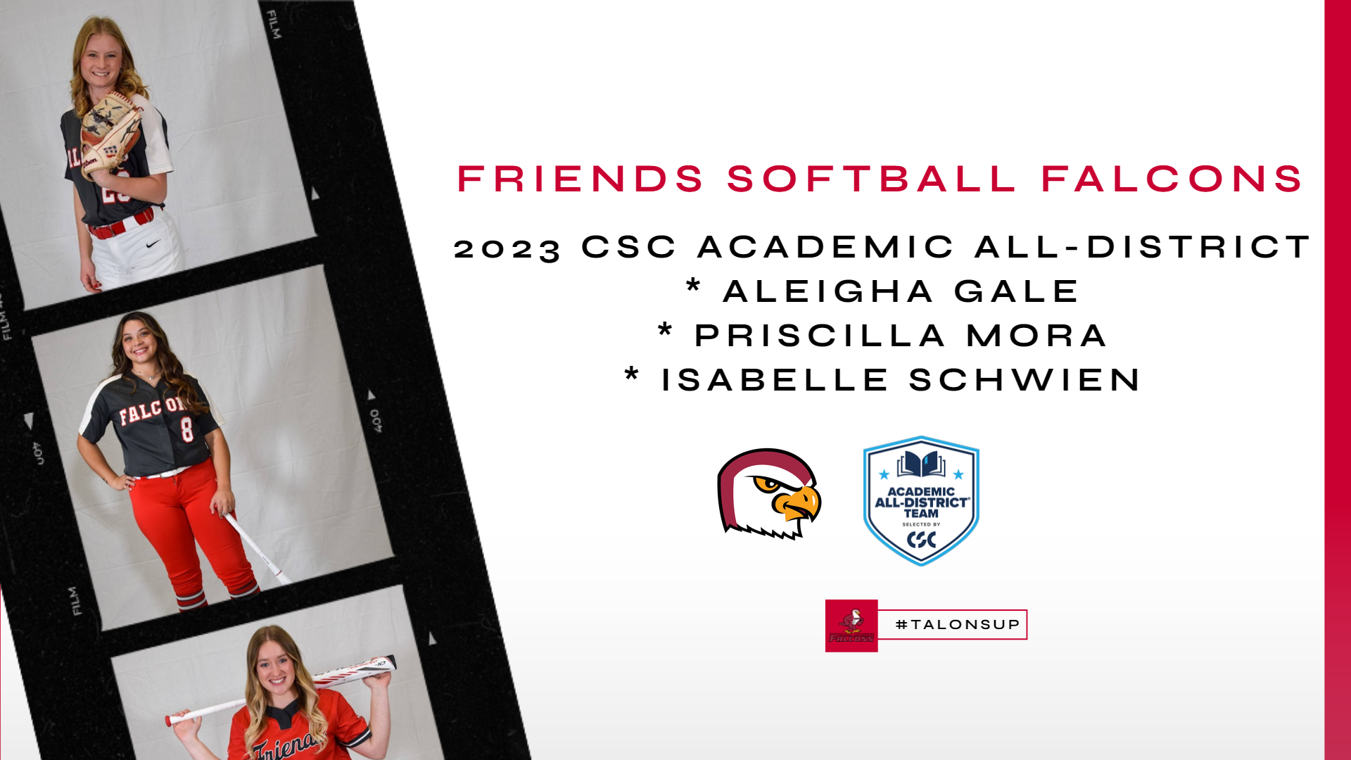 Falcon trio claims spot on 2023 CSC Academic All-District Softball list ...