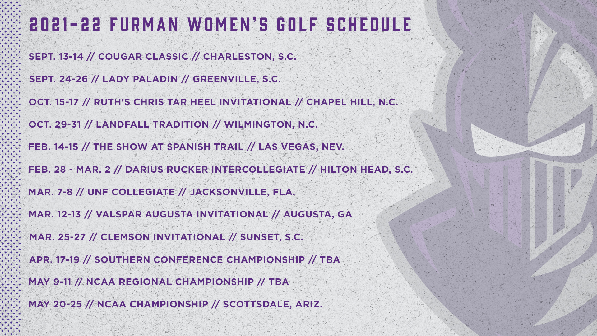 2021-22 Furman Women's Golf Schedule Released - Furman University
