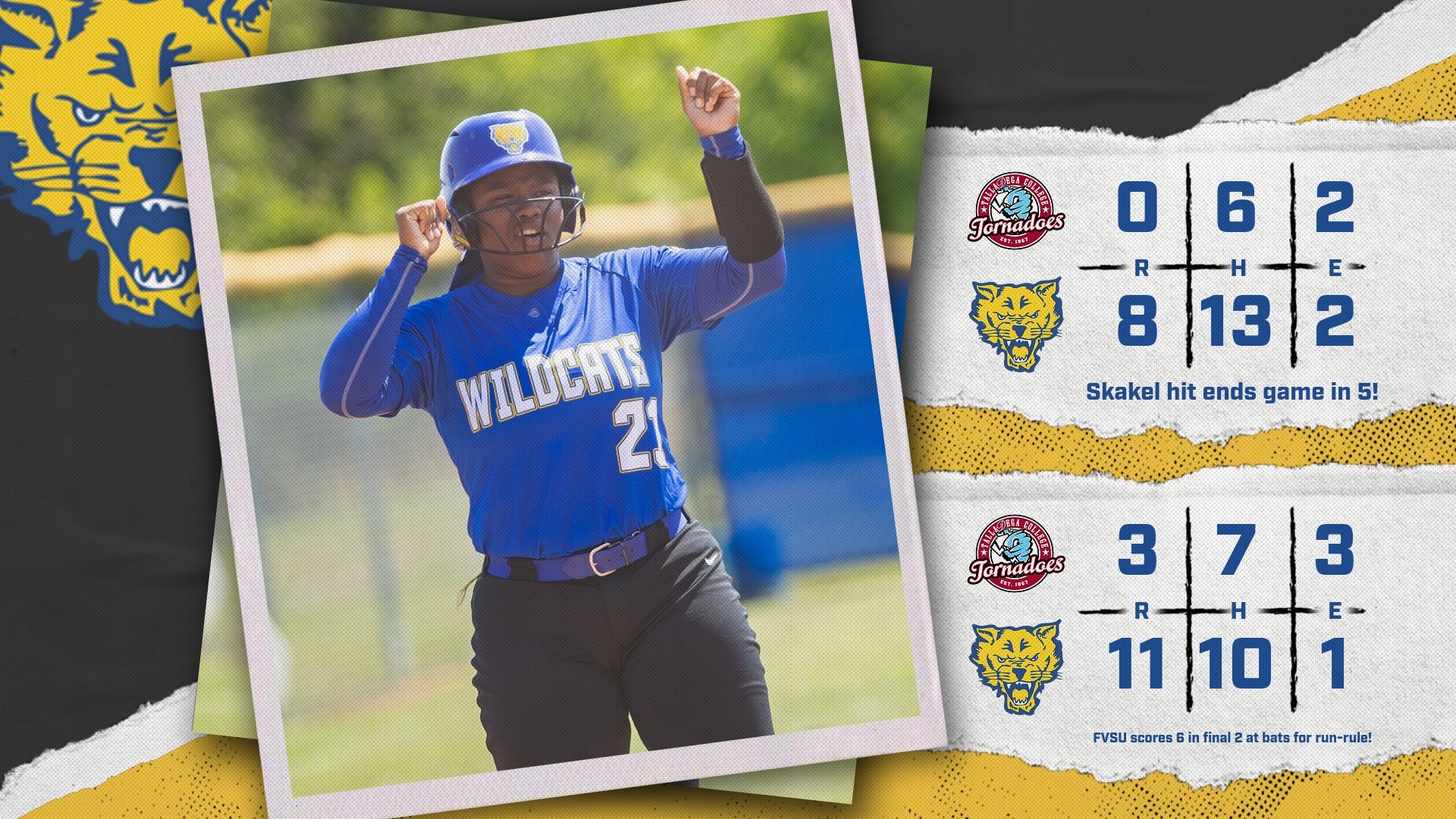 Wildcats Bring the Storm, Run-Rule Tornadoes Twice - FVSU Athletics