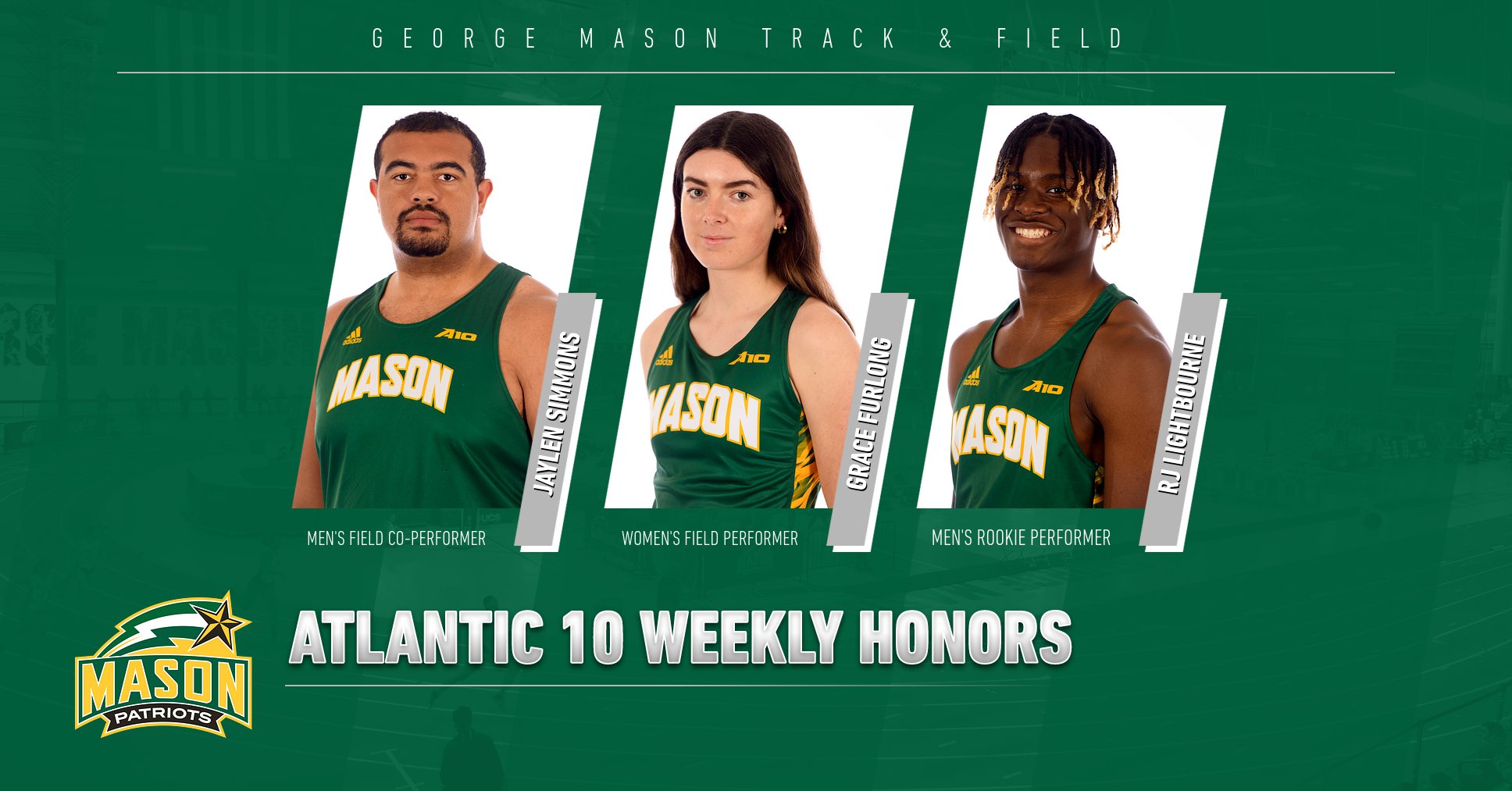 Track & Field Trio Earns A-10 Weekly Honors - George Mason University Athletics