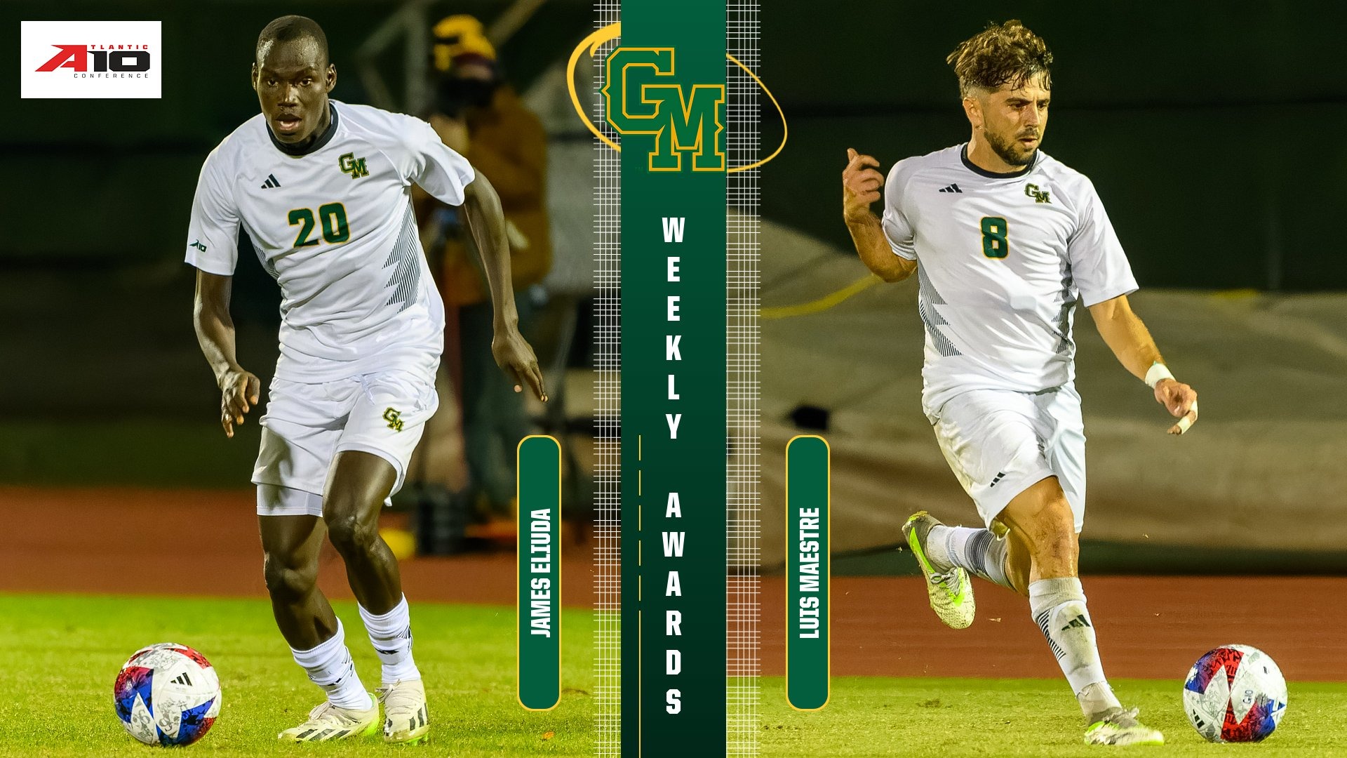 Luis Maestre and James Eliuda Earn A-10 Weekly Honors - George Mason University Athletics