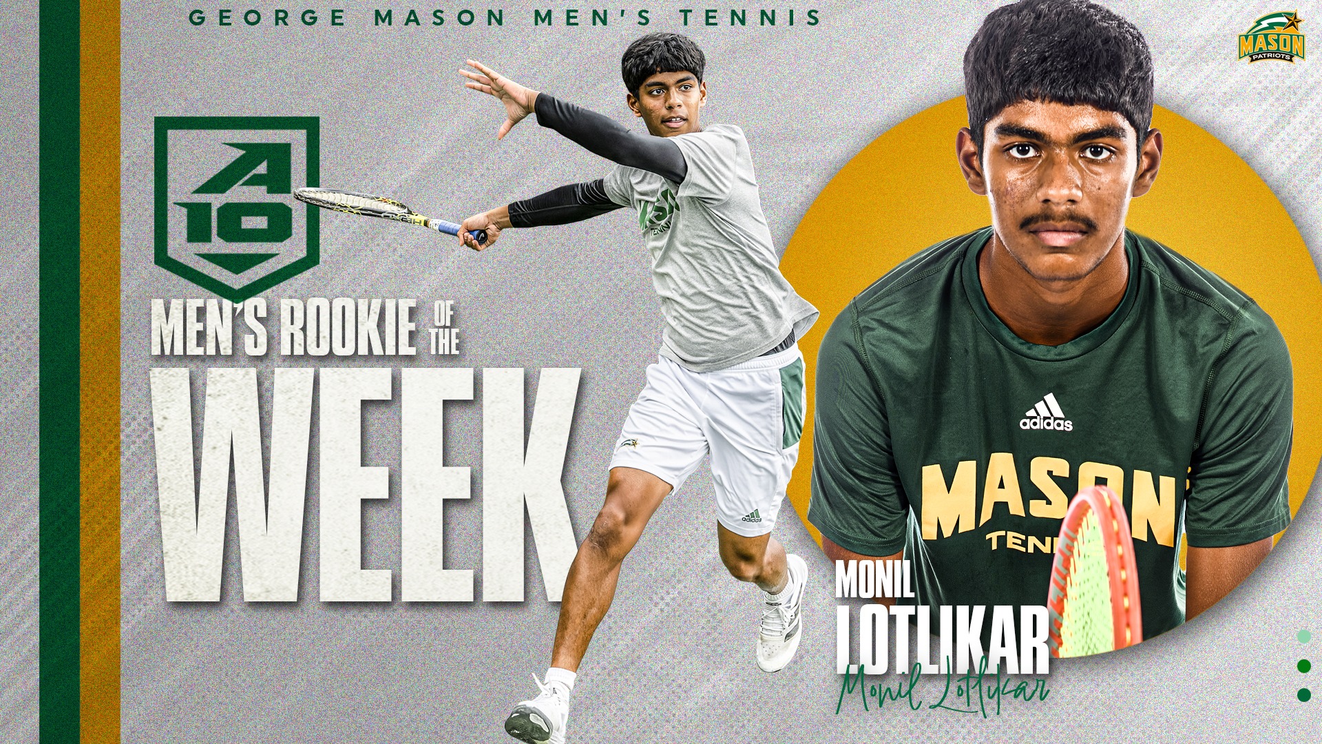 Monil Lotlikar Named A-10 Rookie of the Week - George Mason University Athletics