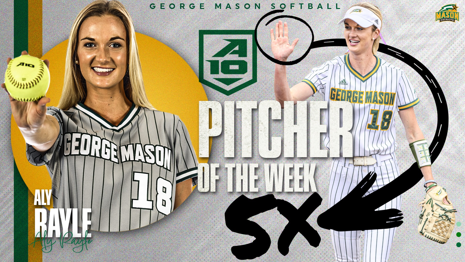 Aly Rayle Wins Fifth A-10 Pitcher of the Week Award - George Mason ...