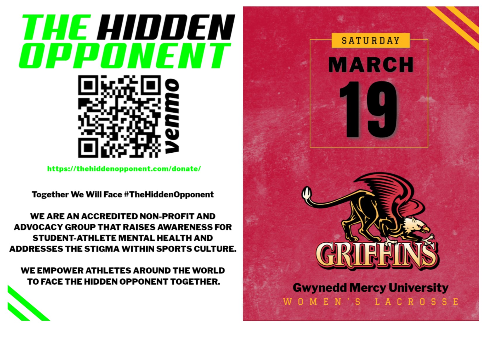 Griffins Team with the Hidden Opponent To Raise Awareness for Student ...