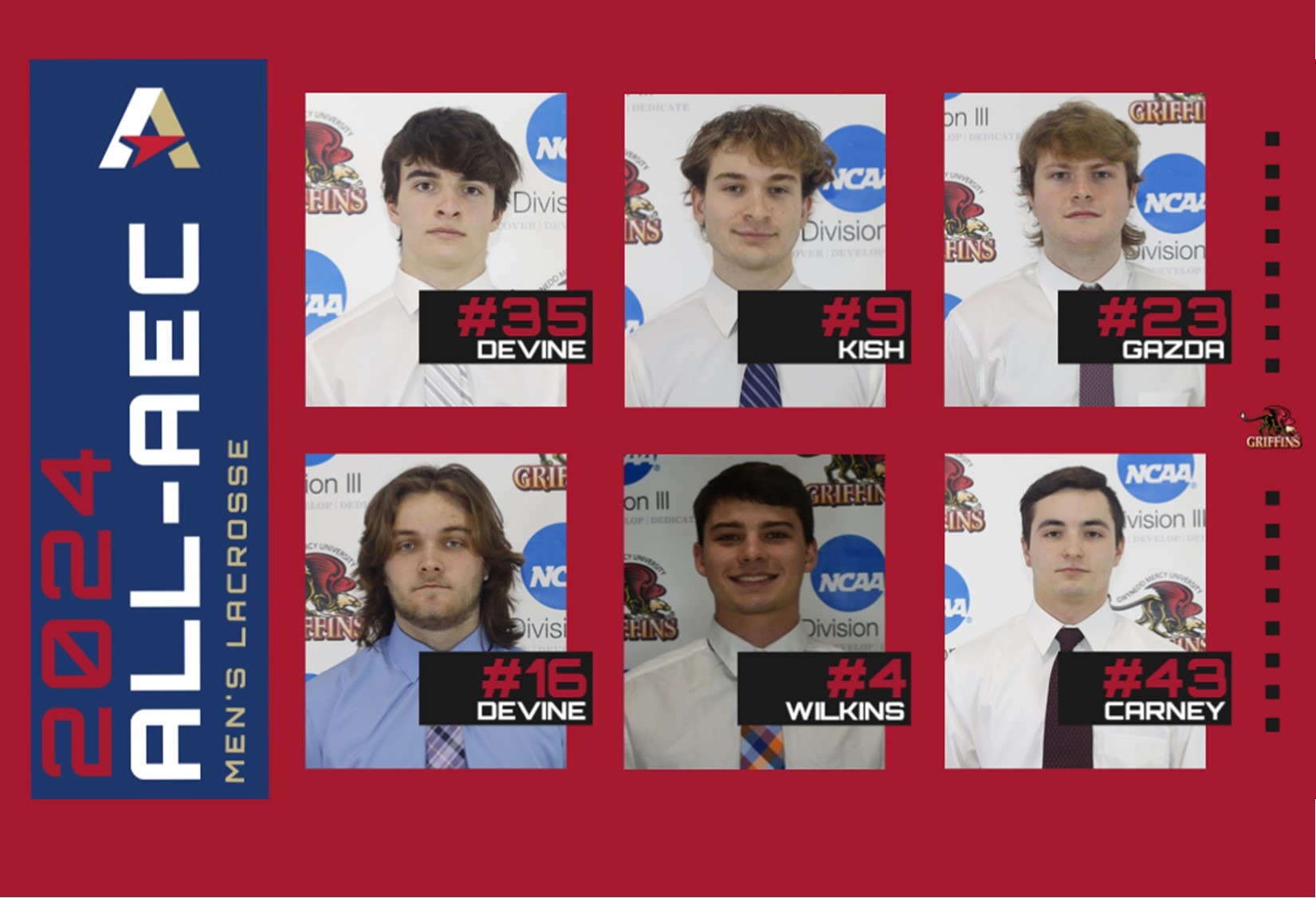 Six Griffins Garner 2024 All-AEC Men’s Lacrosse Accolades, Red and Gold ...