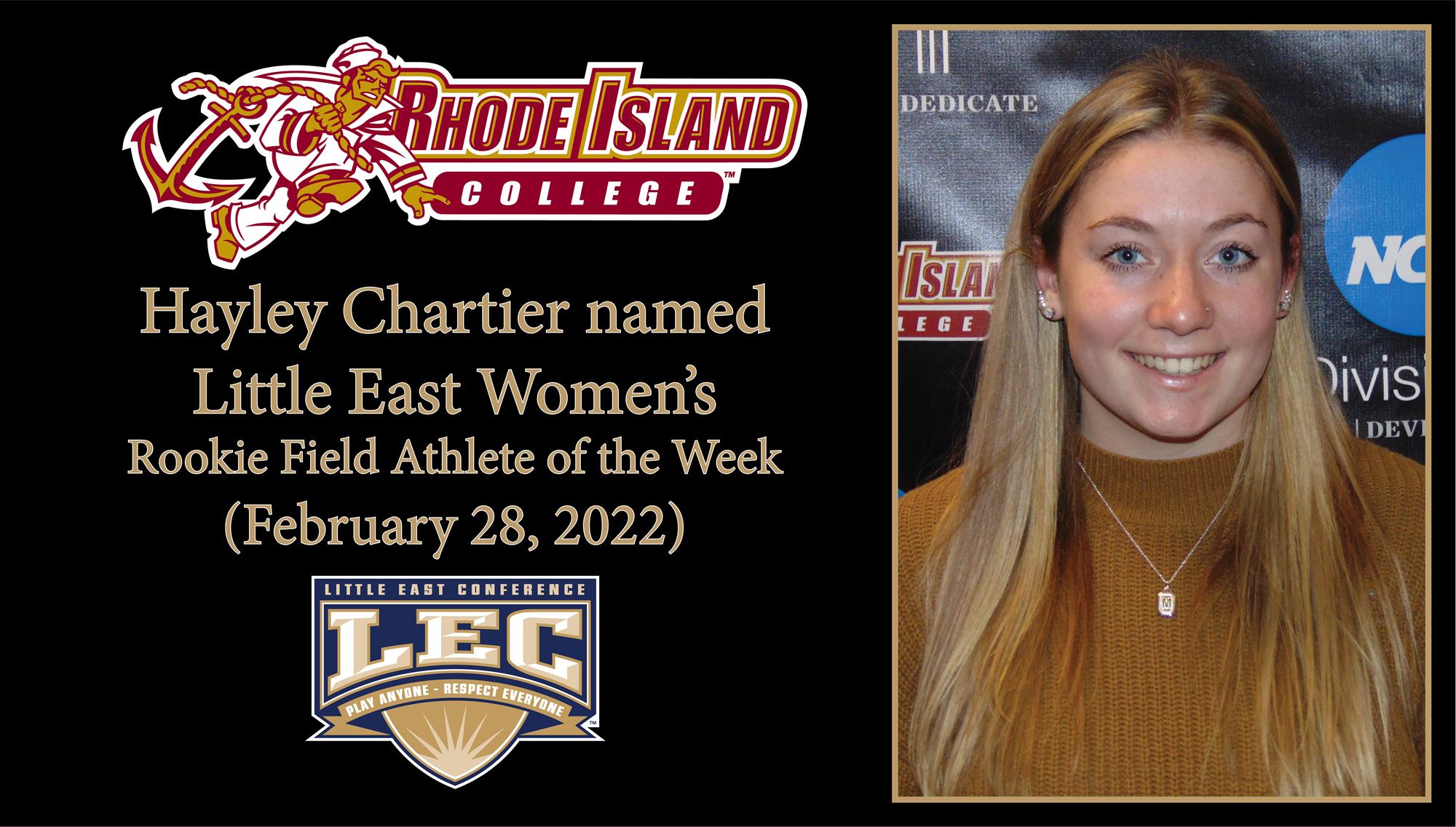 Hayley Chartier Named Little East Women's Rookie Field Athlete of the ...