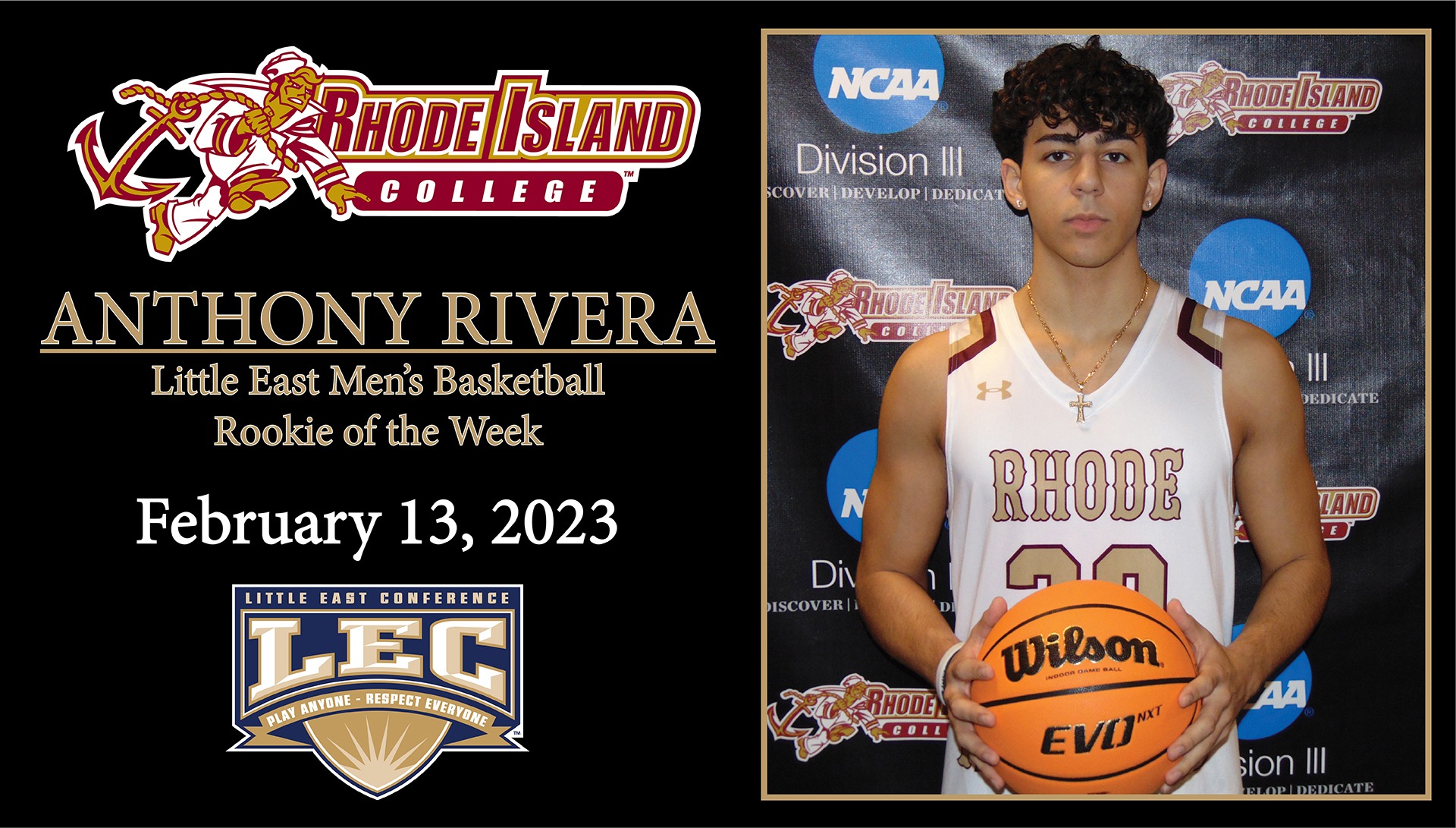 Anthony Rivera Named Little East Men's Basketball Rookie of the Week - Rhode Island College