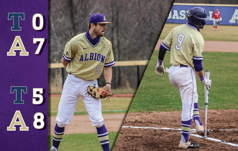 Baseball shines in the rain, sweeps Trine - Albion College