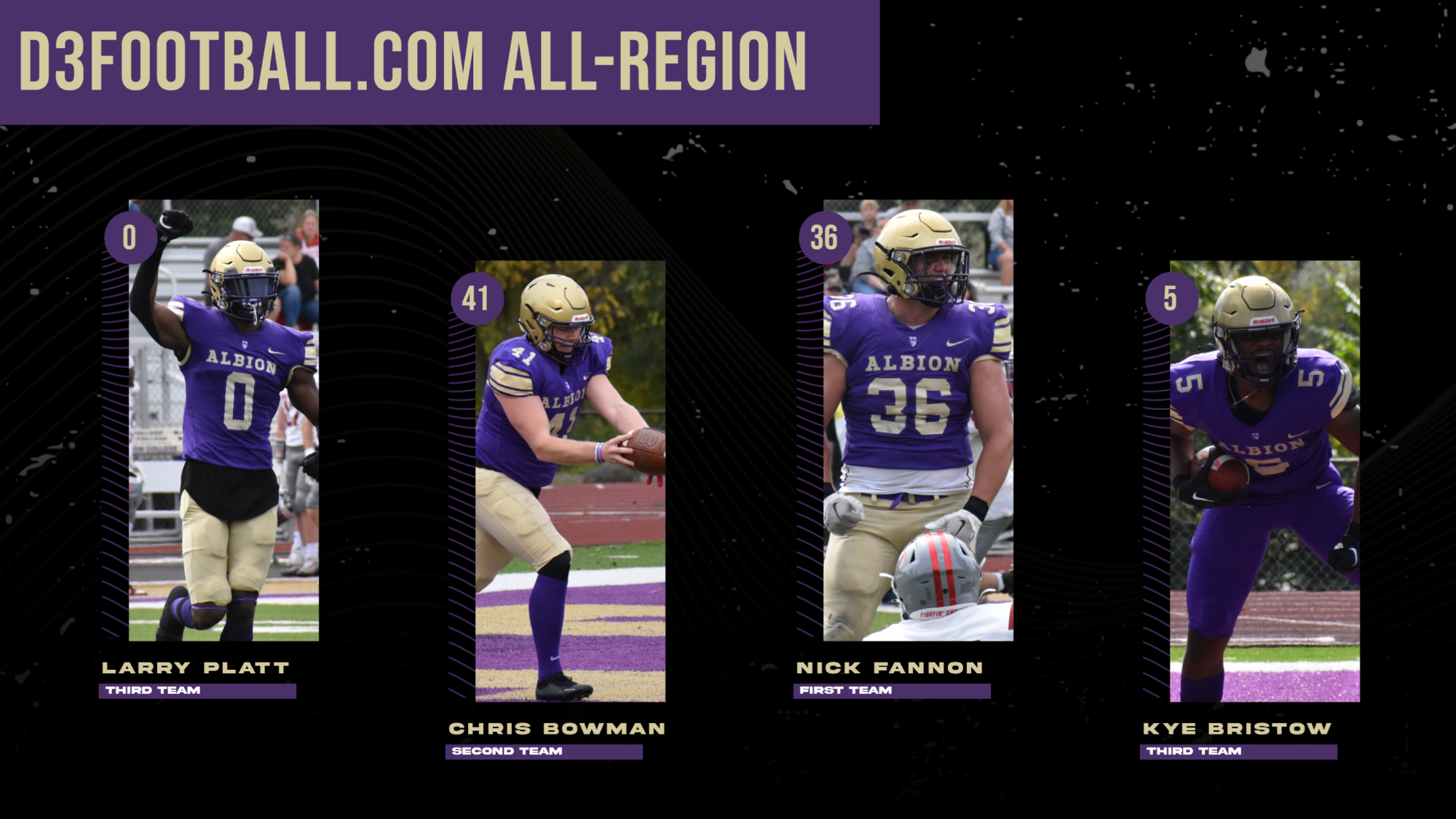 Four honored with D3Football.com All-Region status - Albion College