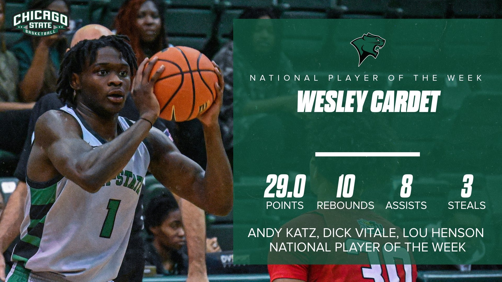 Wesley Cardet Earns Multiple Player of the Week Honors - Chicago State ...