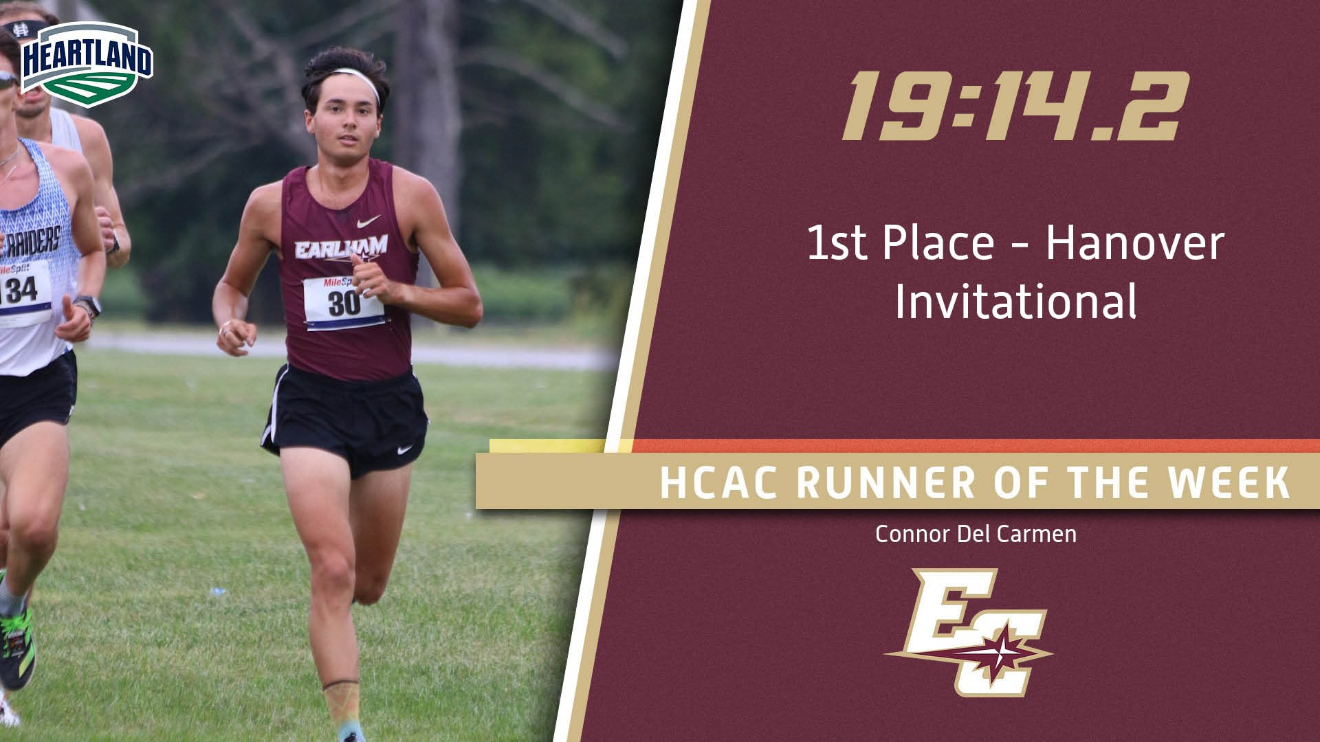 Connor Del Carmen earns Runner of the Week Honor - Earlham College