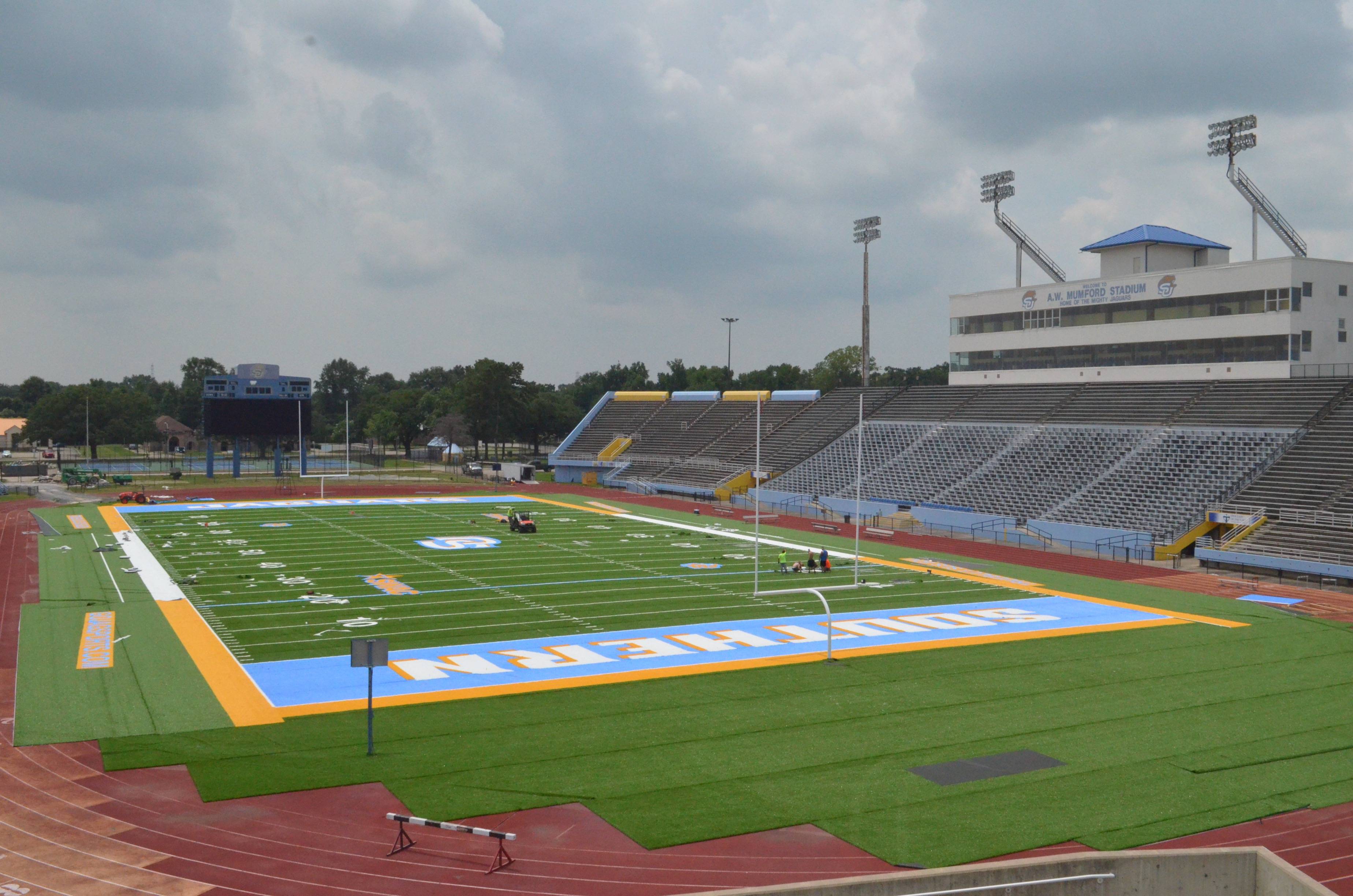 A.W. Mumford Stadium unveils new field turf - Southern University