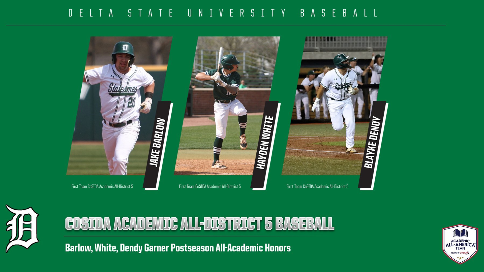 White, Barlow, Dendy Garner CoSIDA Academic All-District Baseball ...