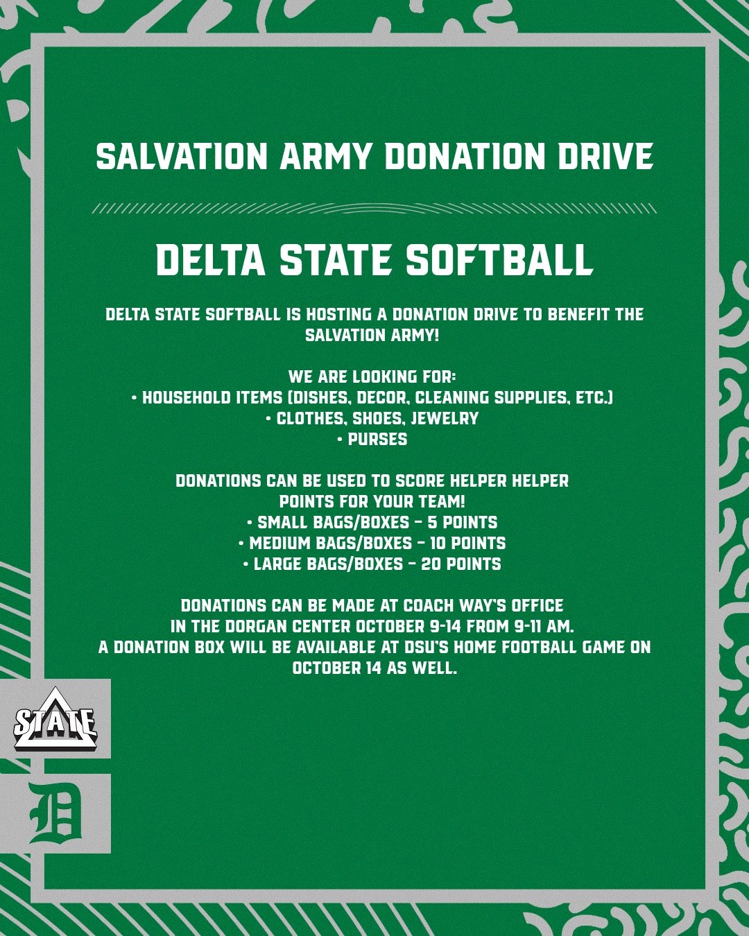 Delta State Softball to Host Salvation Army Drive this Weekend - Delta ...