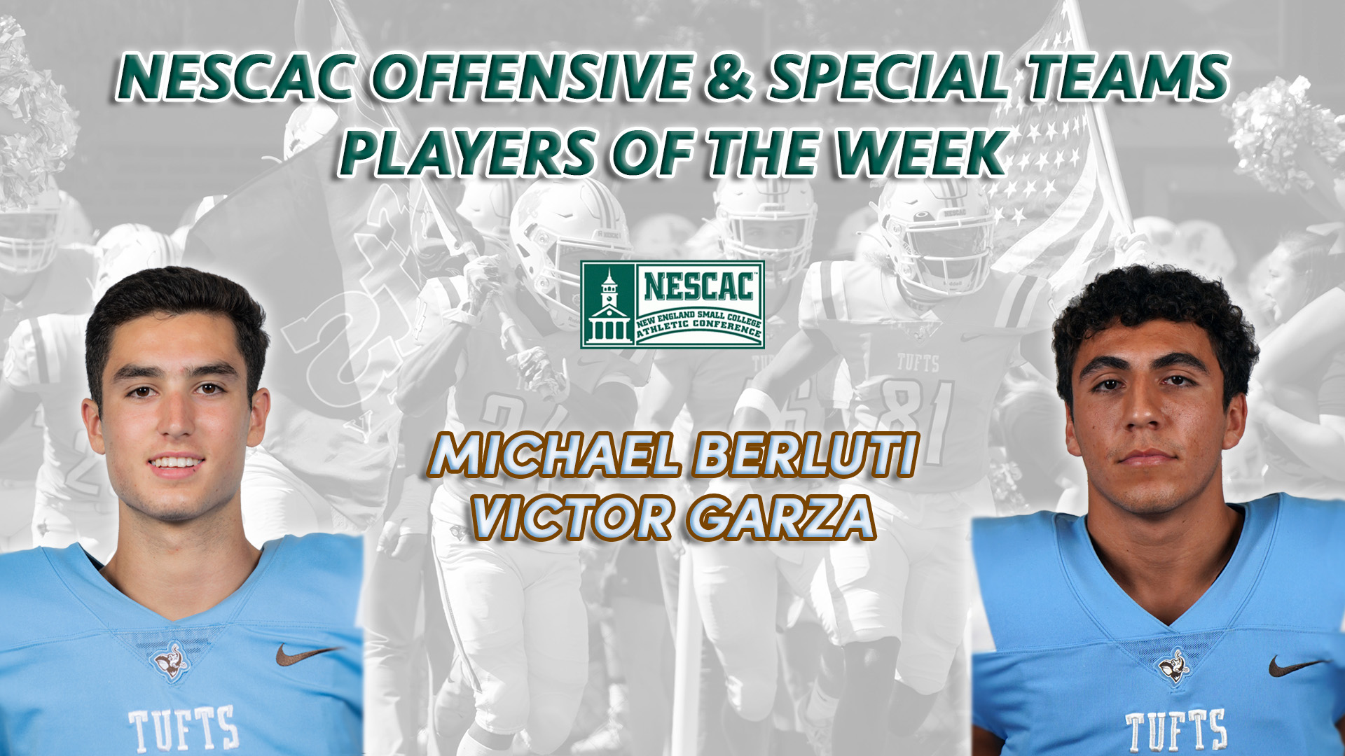 Berluti, Garza Receive NESCAC Football Weekly Awards - Tufts University