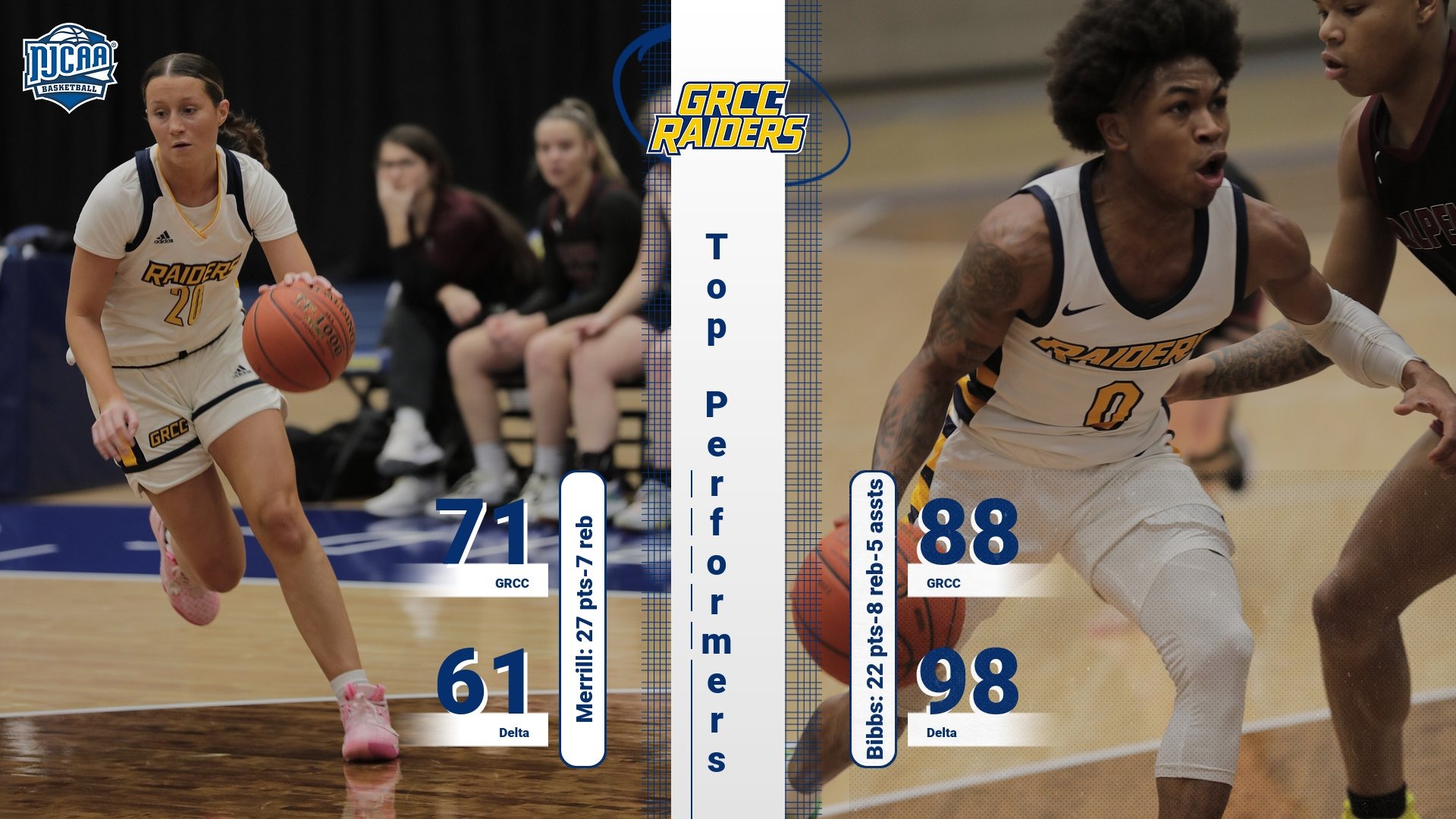Merrill leads the Raiders to a gritty win at Delta College - GRCC Athletics