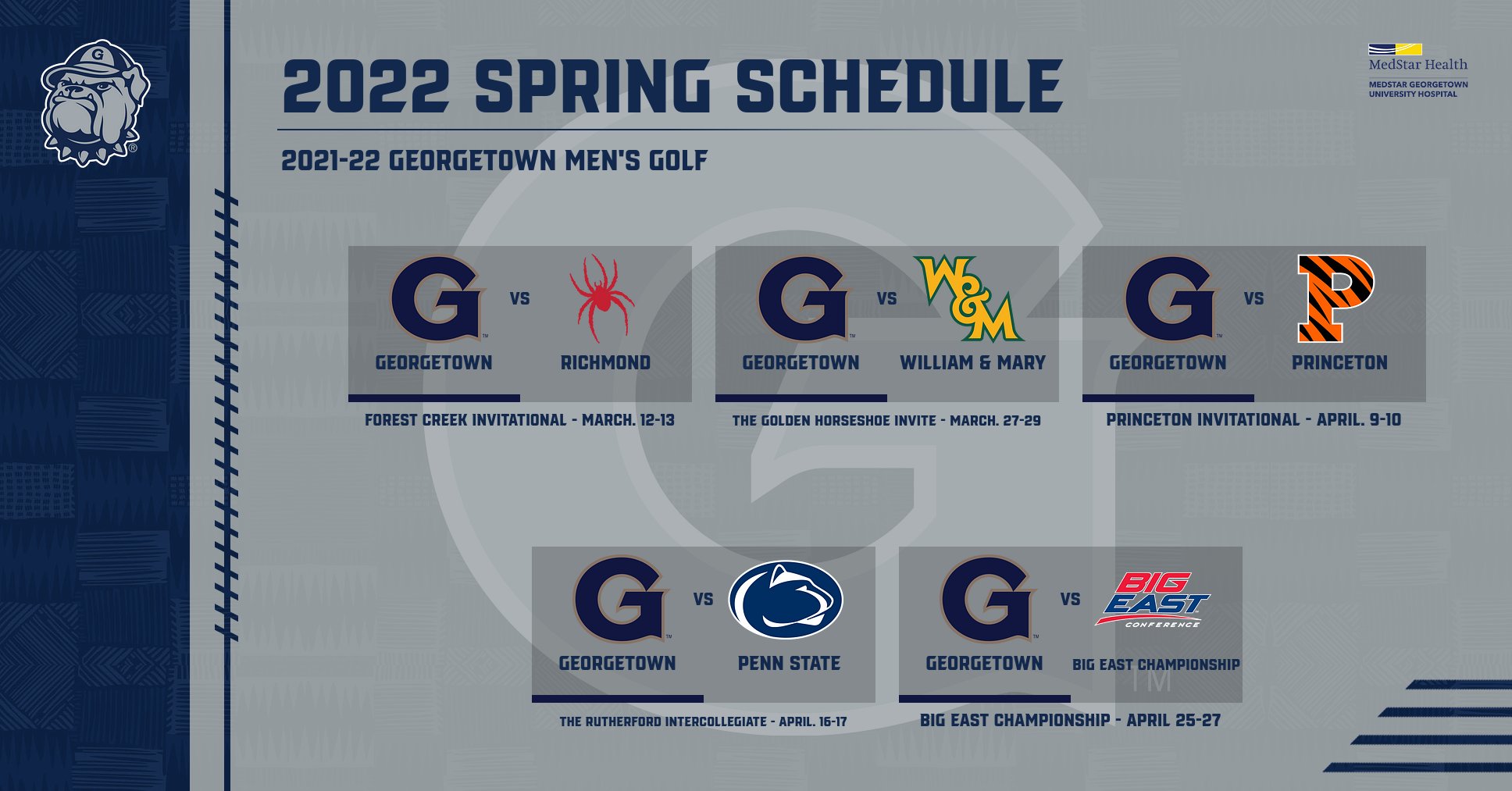 Men's Golf Announces 2022 Spring Schedule Presented by MedStar Health ...