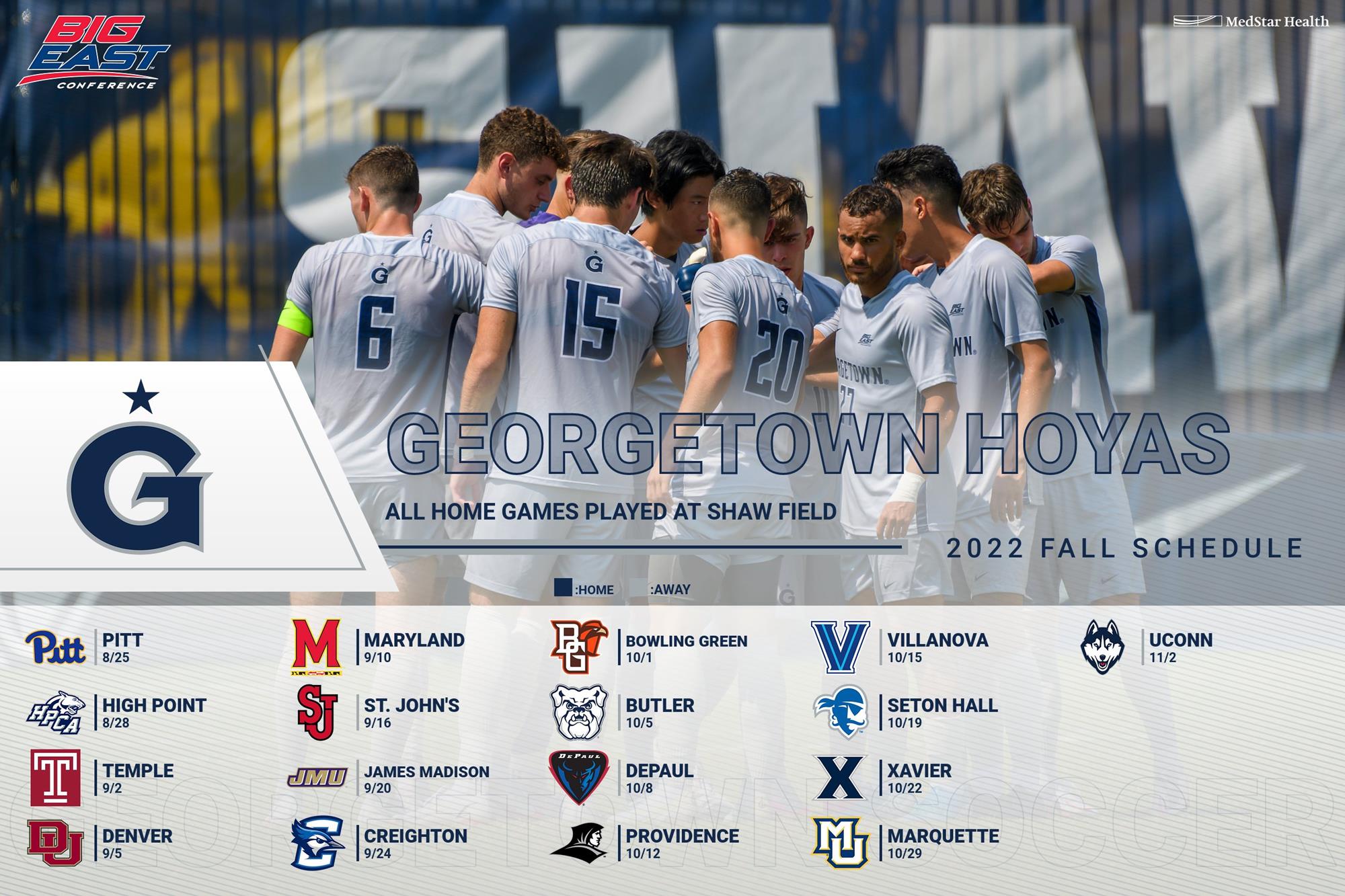Men’s Soccer Announces 2022 Schedule Presented by MedStar Health ...