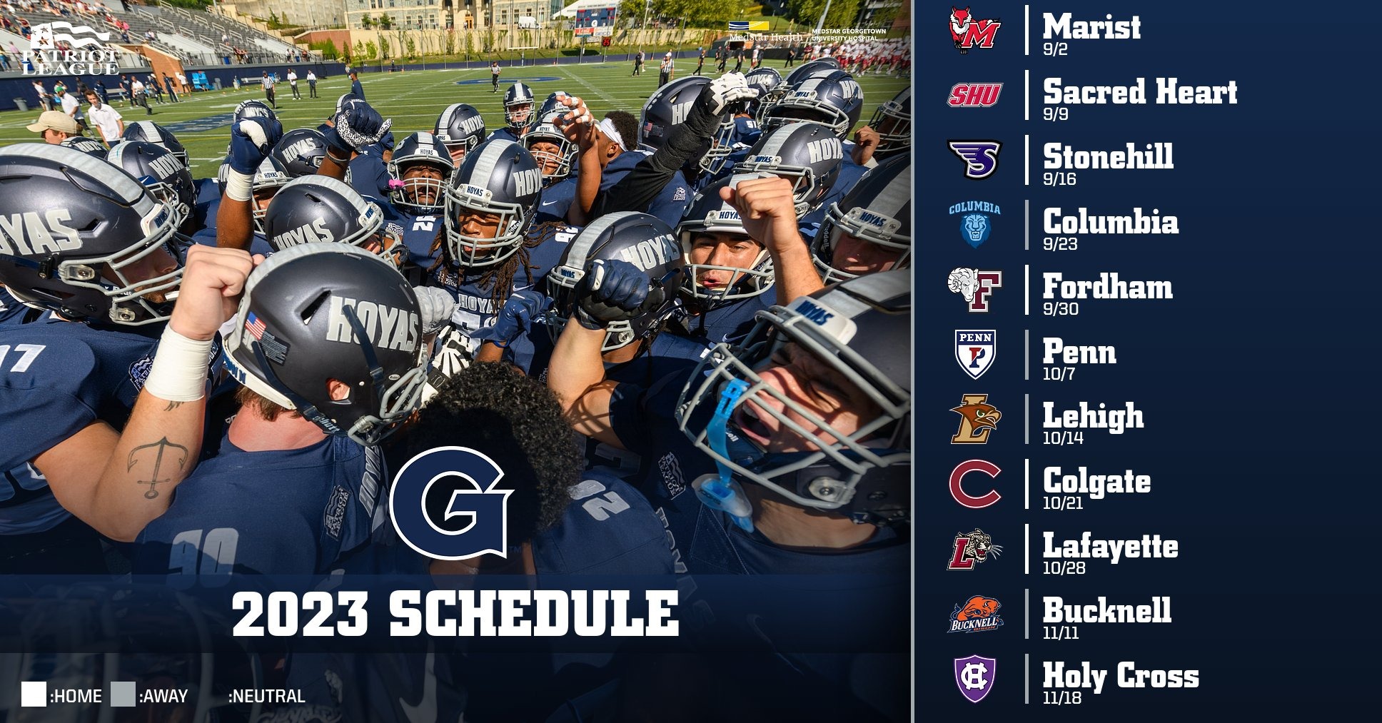 Football Announces 2023 Fall Schedule Presented by MedStar Health ...