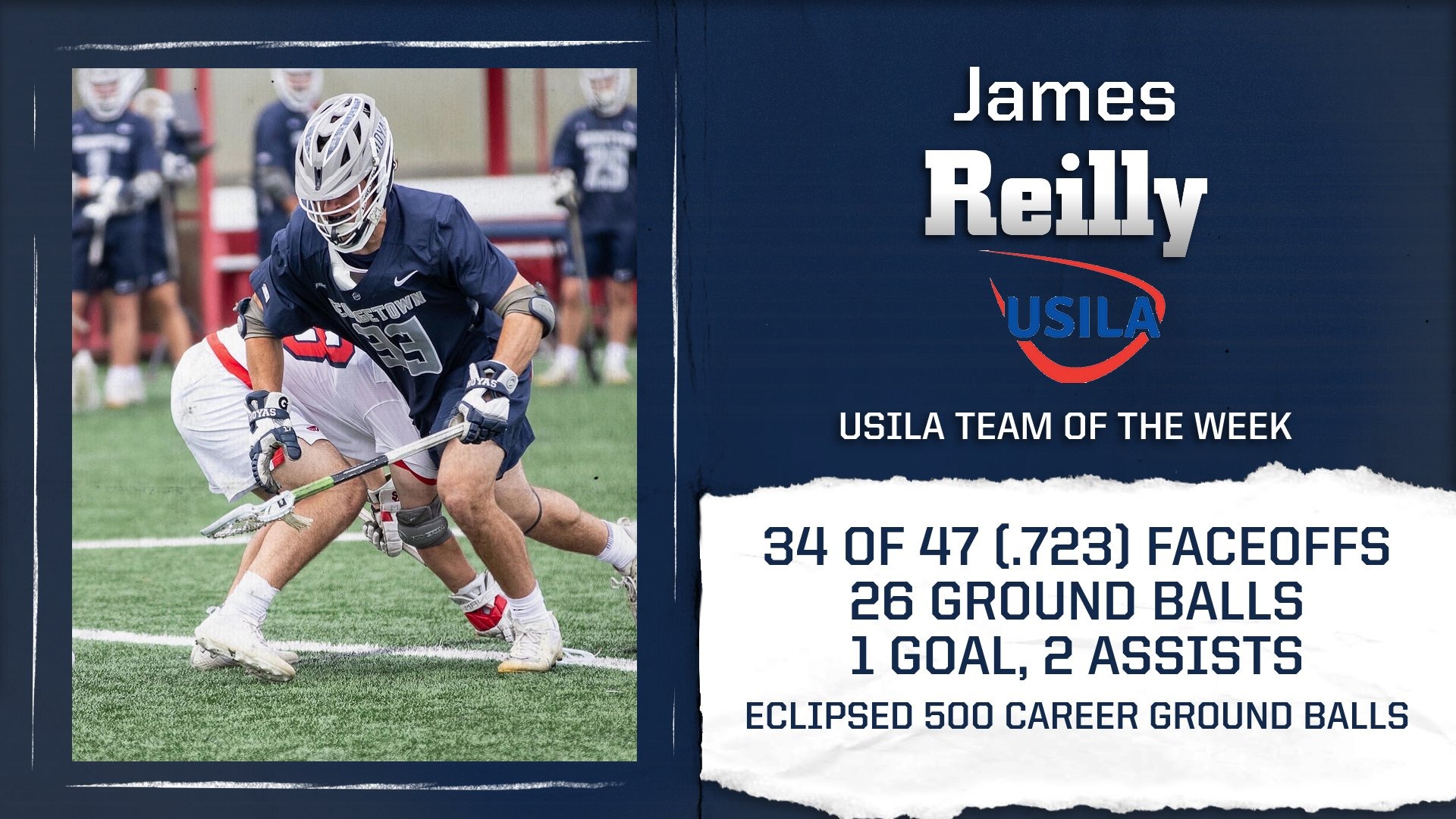 James Reilly Named to USILA National Team of the Week - Georgetown ...