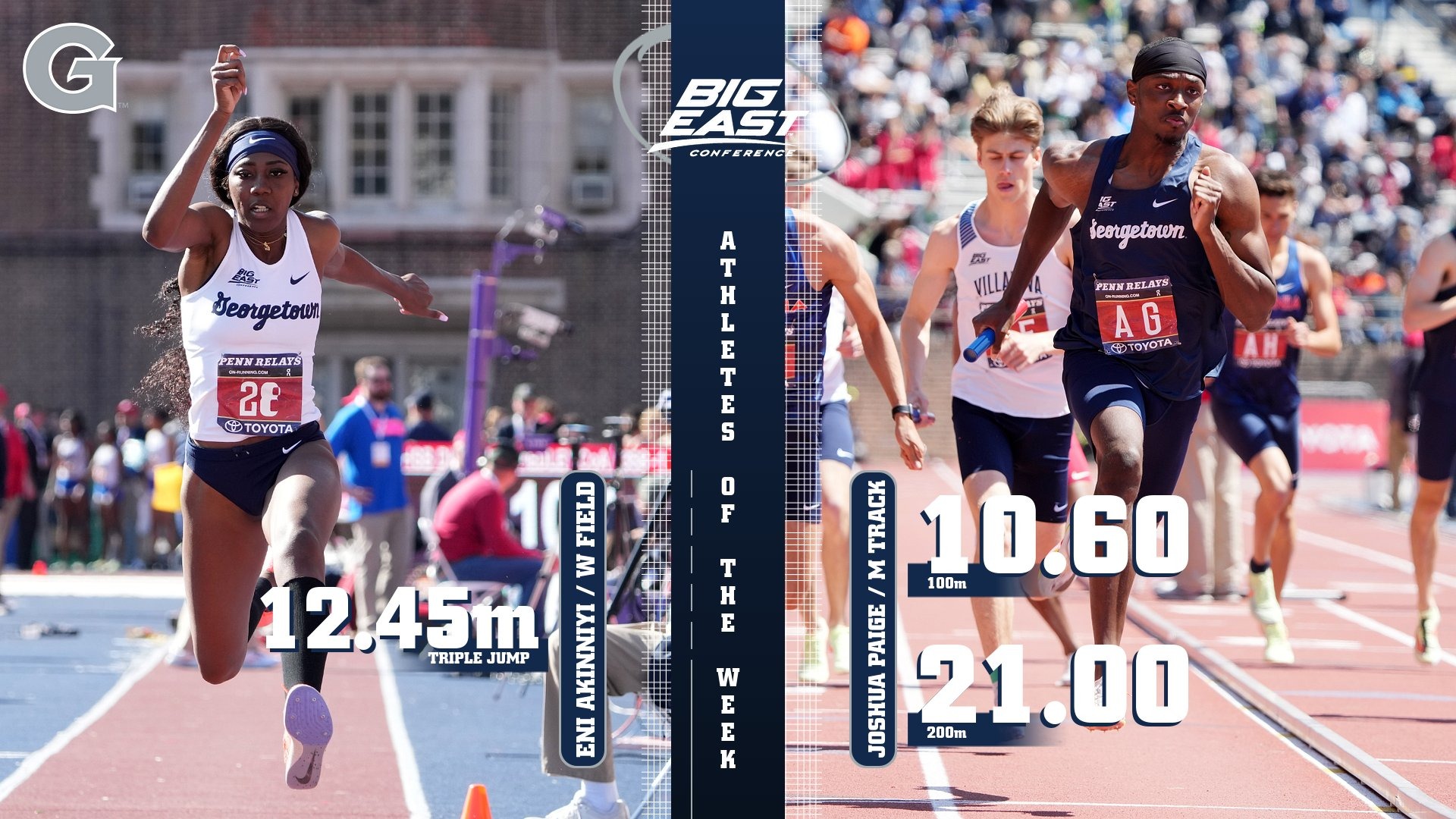 Akinniyi and Paige Named BIG EAST Track & Field Athletes of the Week ...