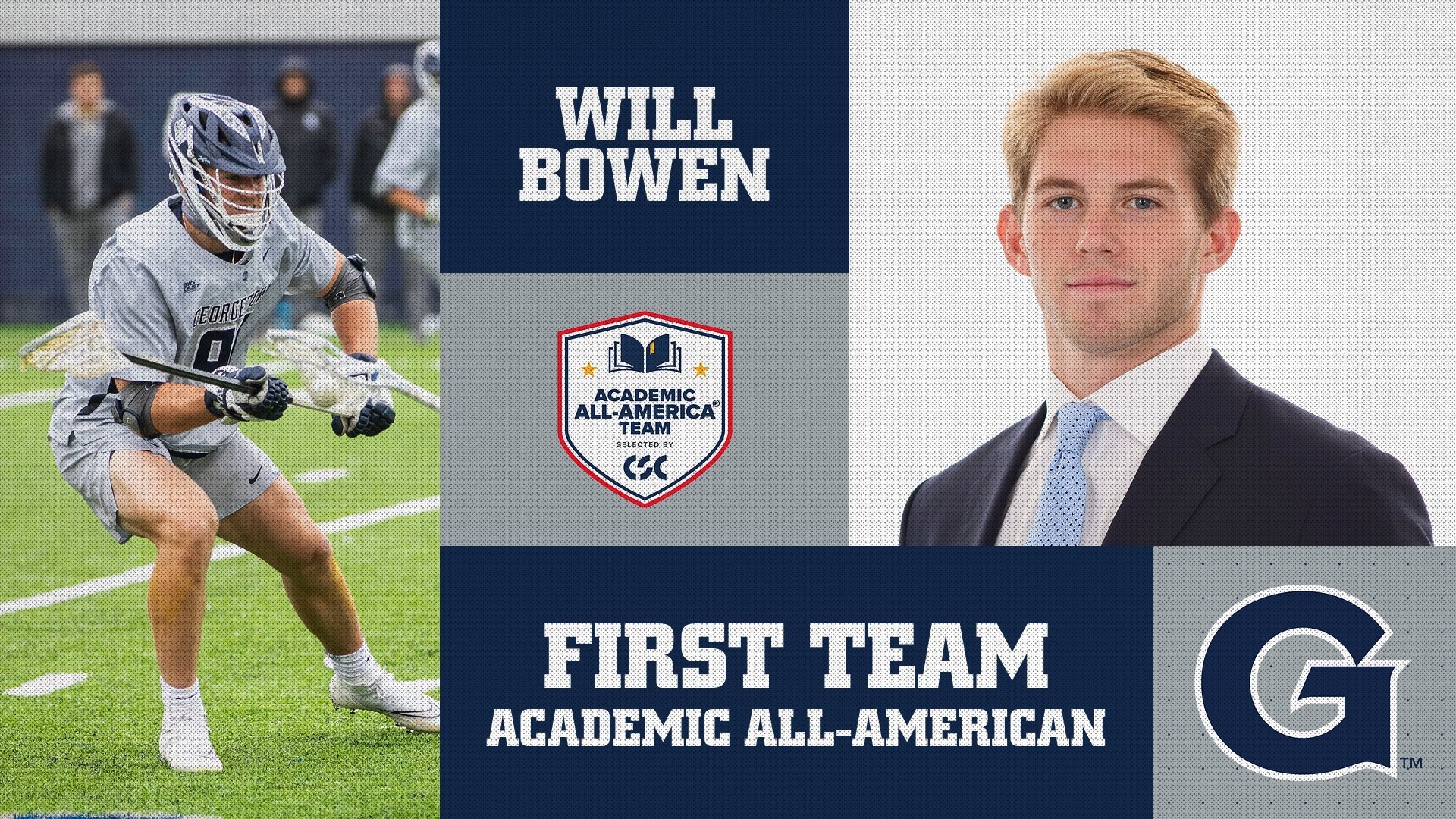Will Bowen Named CSC First Team Academic All-American - Georgetown University Athletics