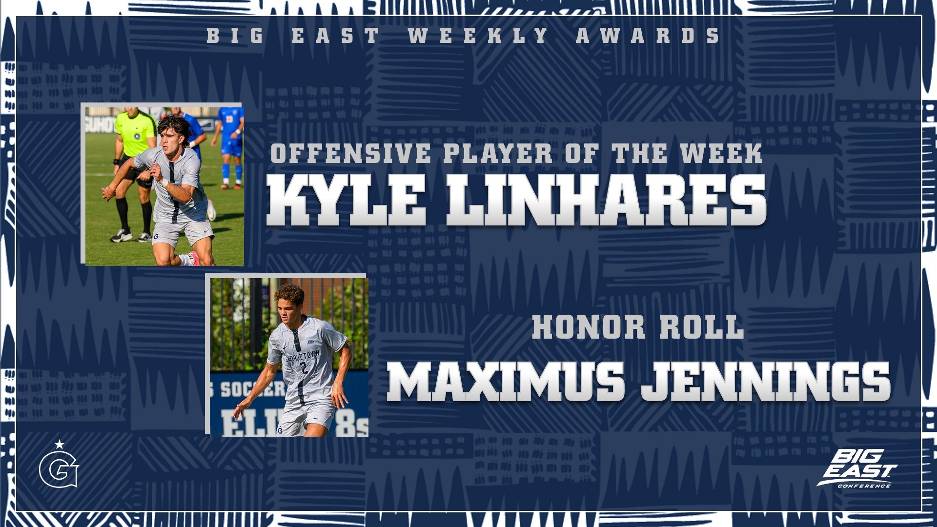 Linhares Named BIG EAST Offensive Player of the Week - Georgetown ...