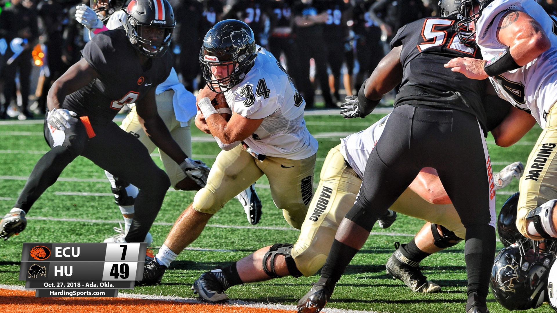 No. 23 Harding Rushes for 564 Yards in 49-7 Victory at East Central ...