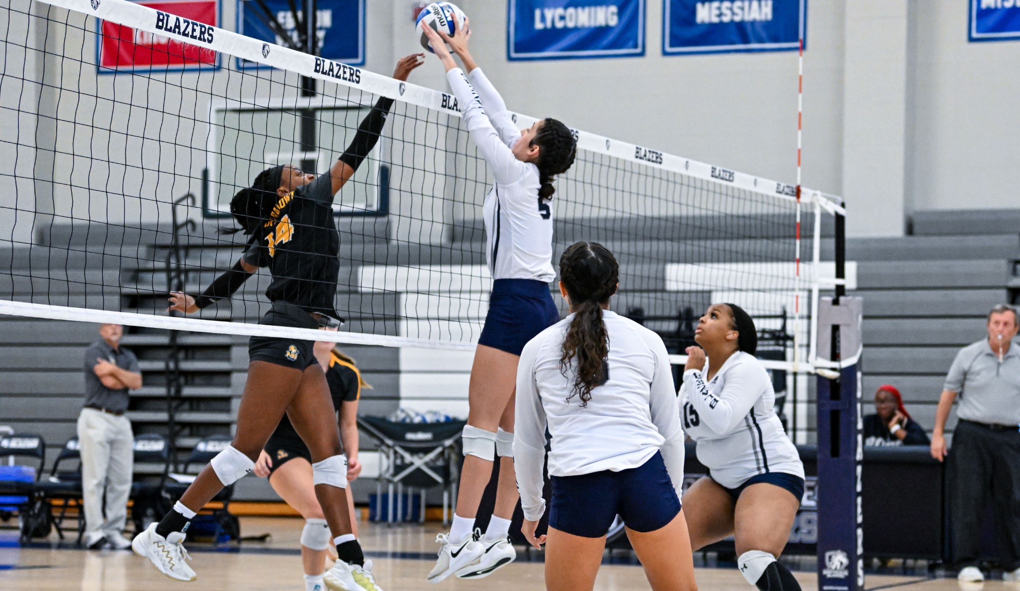 Women's volleyball tripped up in tri-match - Hood College