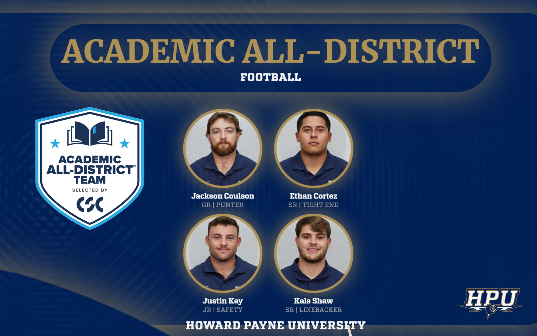 Coby Gipson to lead HPU Football - Howard Payne University Athletics