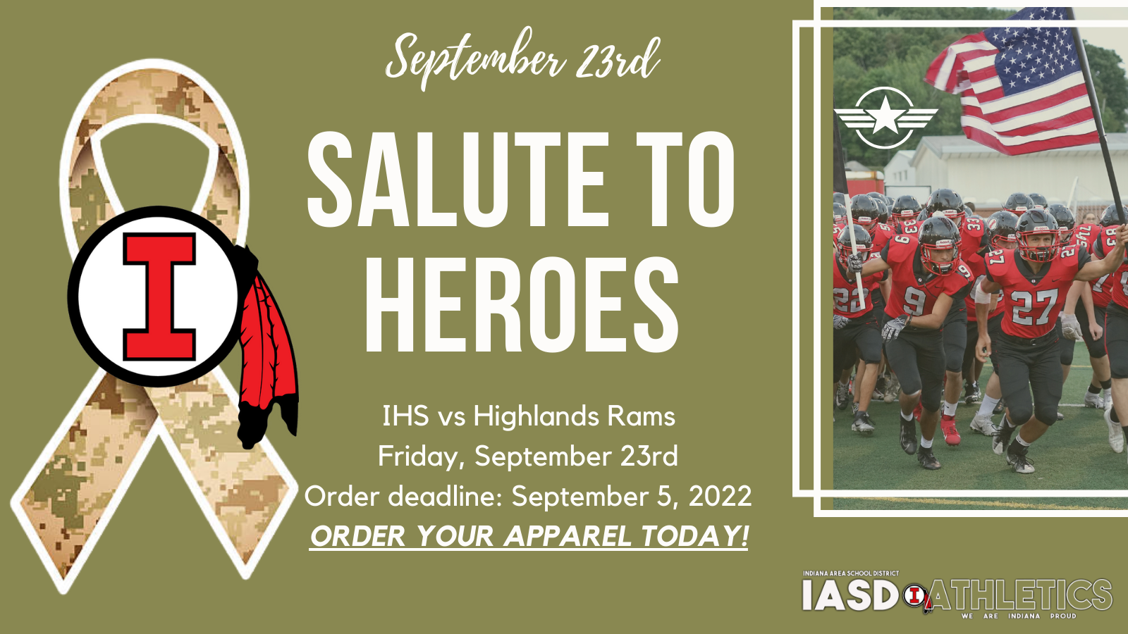 Salute to Heroes Game - September 23rd - Indiana Area School District