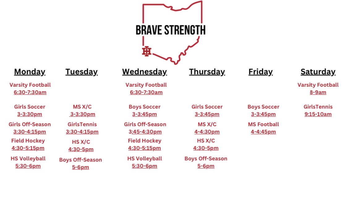 Fall Strength & Conditioning Schedule - Indian Hill Braves Athletics