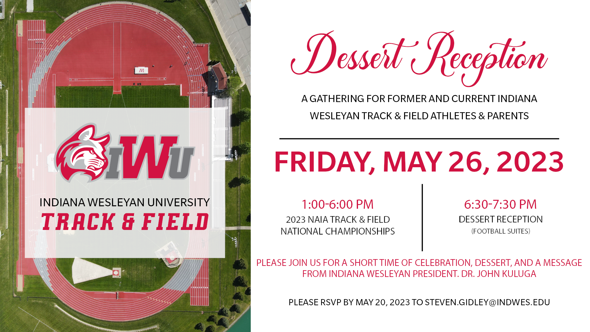 TRACK & FIELD HOSTING ALUMNI DESSERT RECEPTION ON FINAL DAY OF NAIA ...