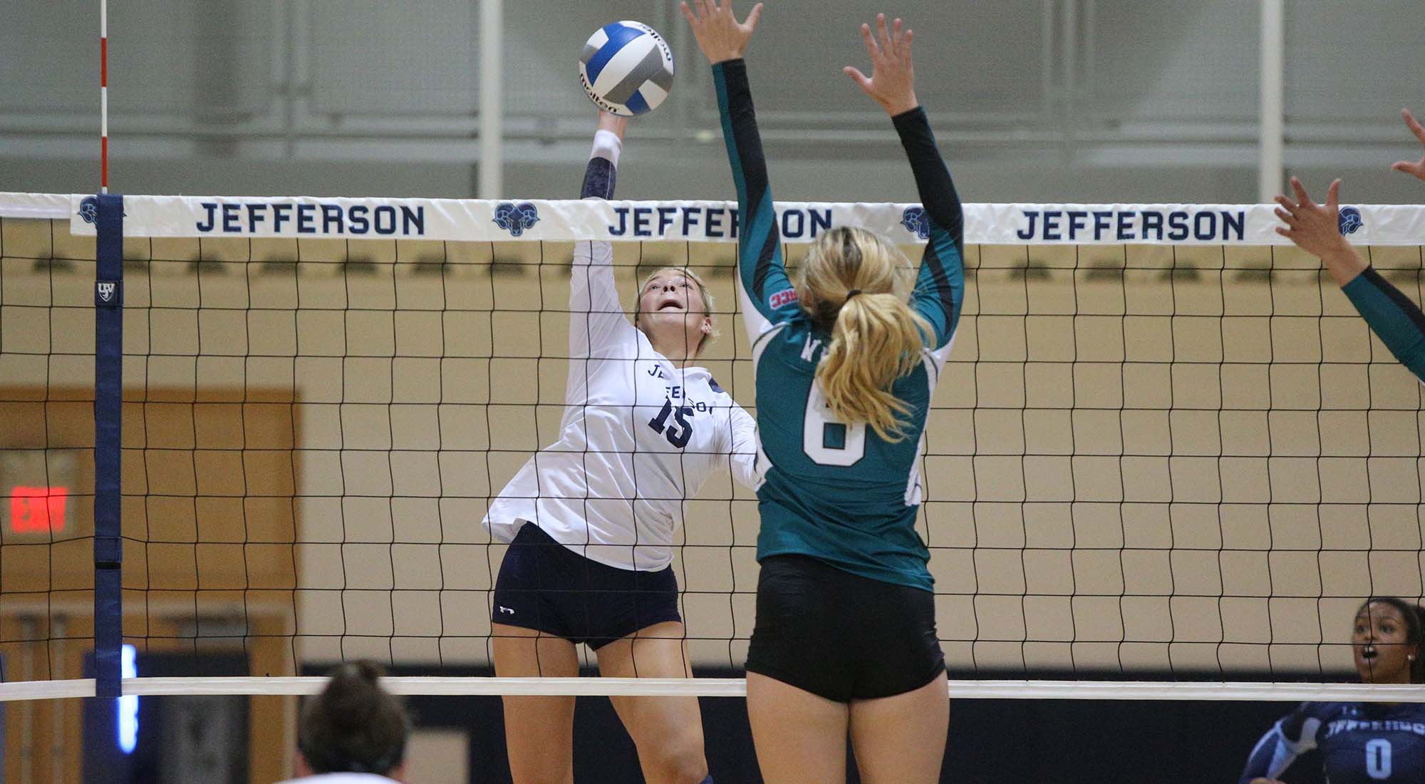 Volleyball Takes Down Holy Family On The Road - Jefferson University