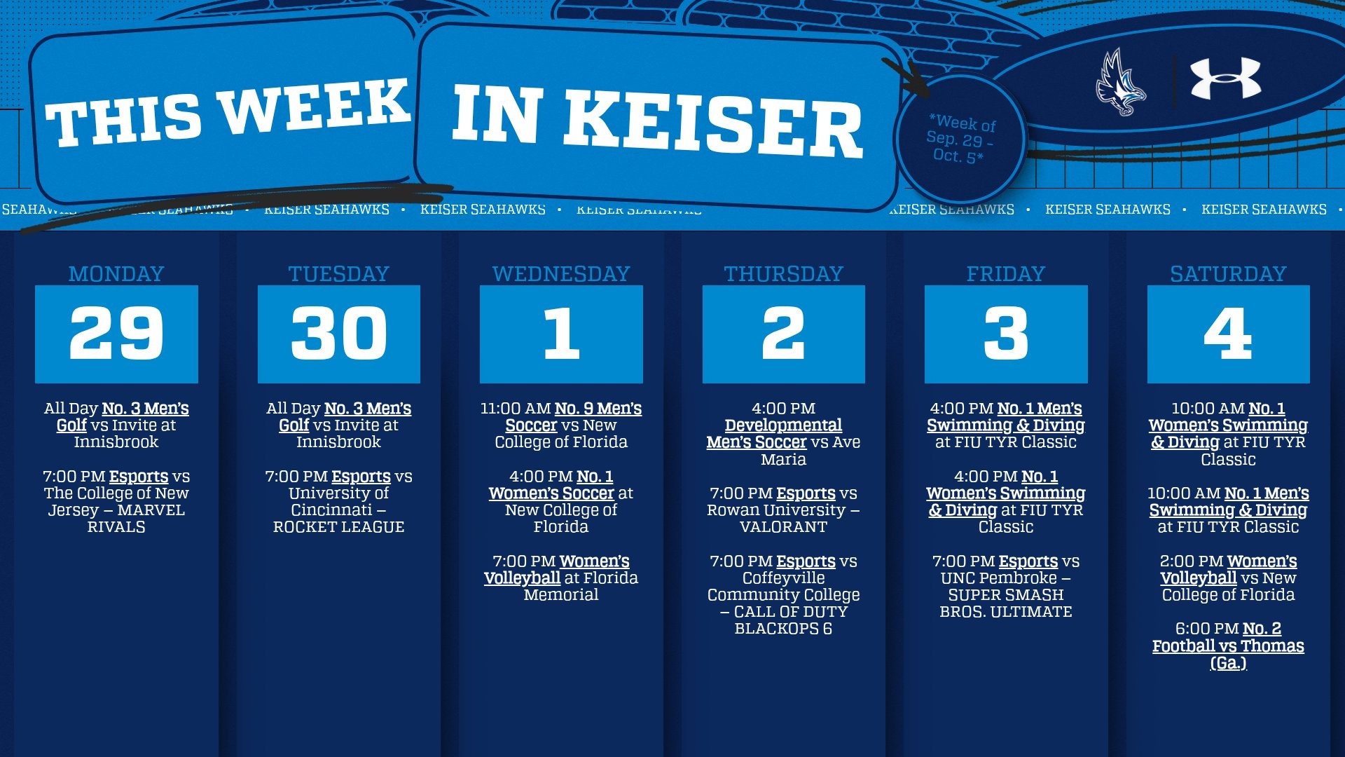 This Week in Keiser - Sep. 15-21 - Keiser University Athletics