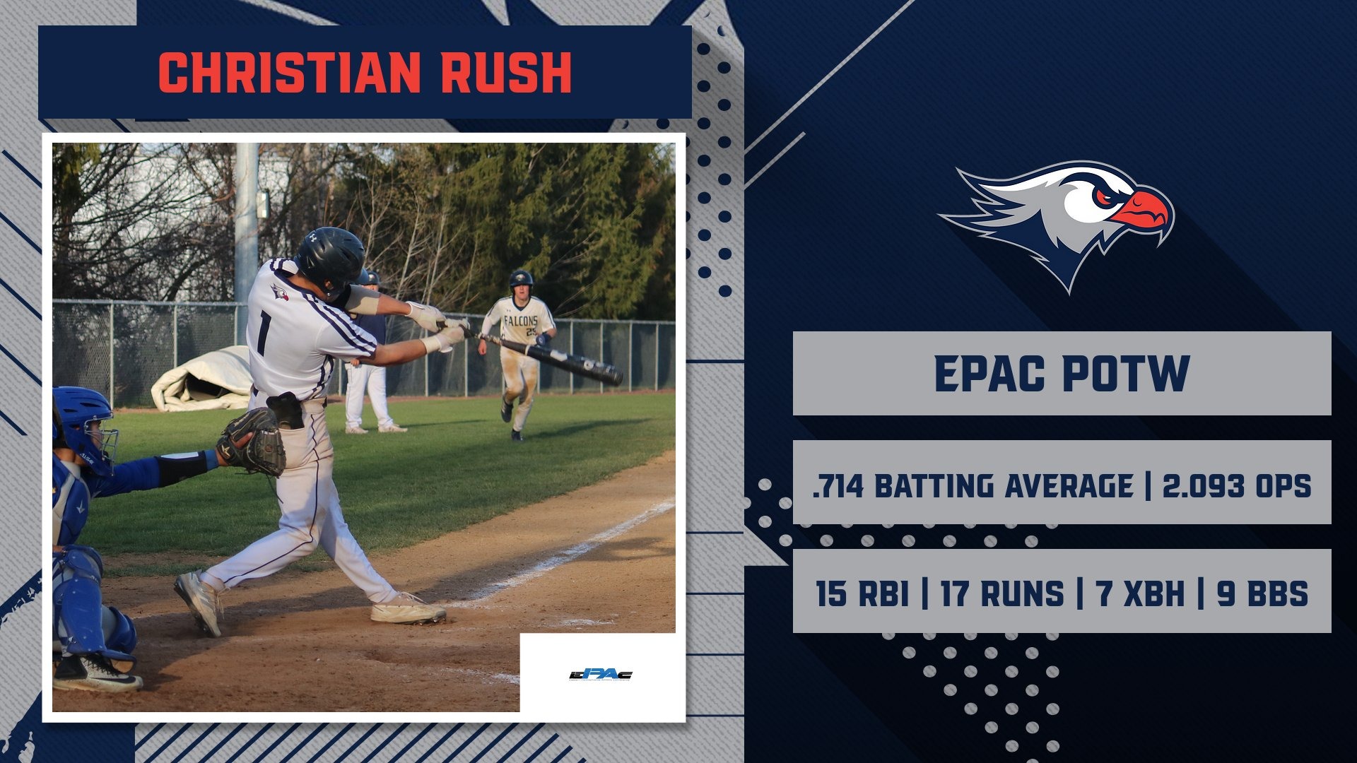 BASE: Rush Tabbed As EPAC Player Of The Week - Lackawanna College