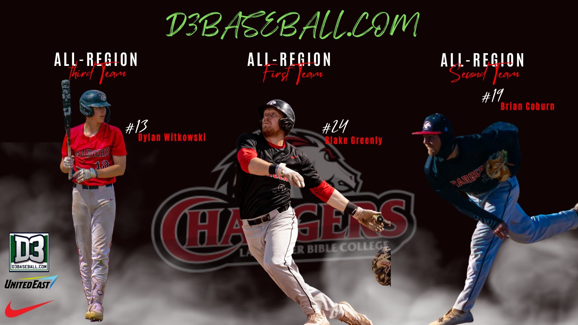Three Chargers Nab D3Baseball.com All-Region Honors - Lancaster Bible College Athletics