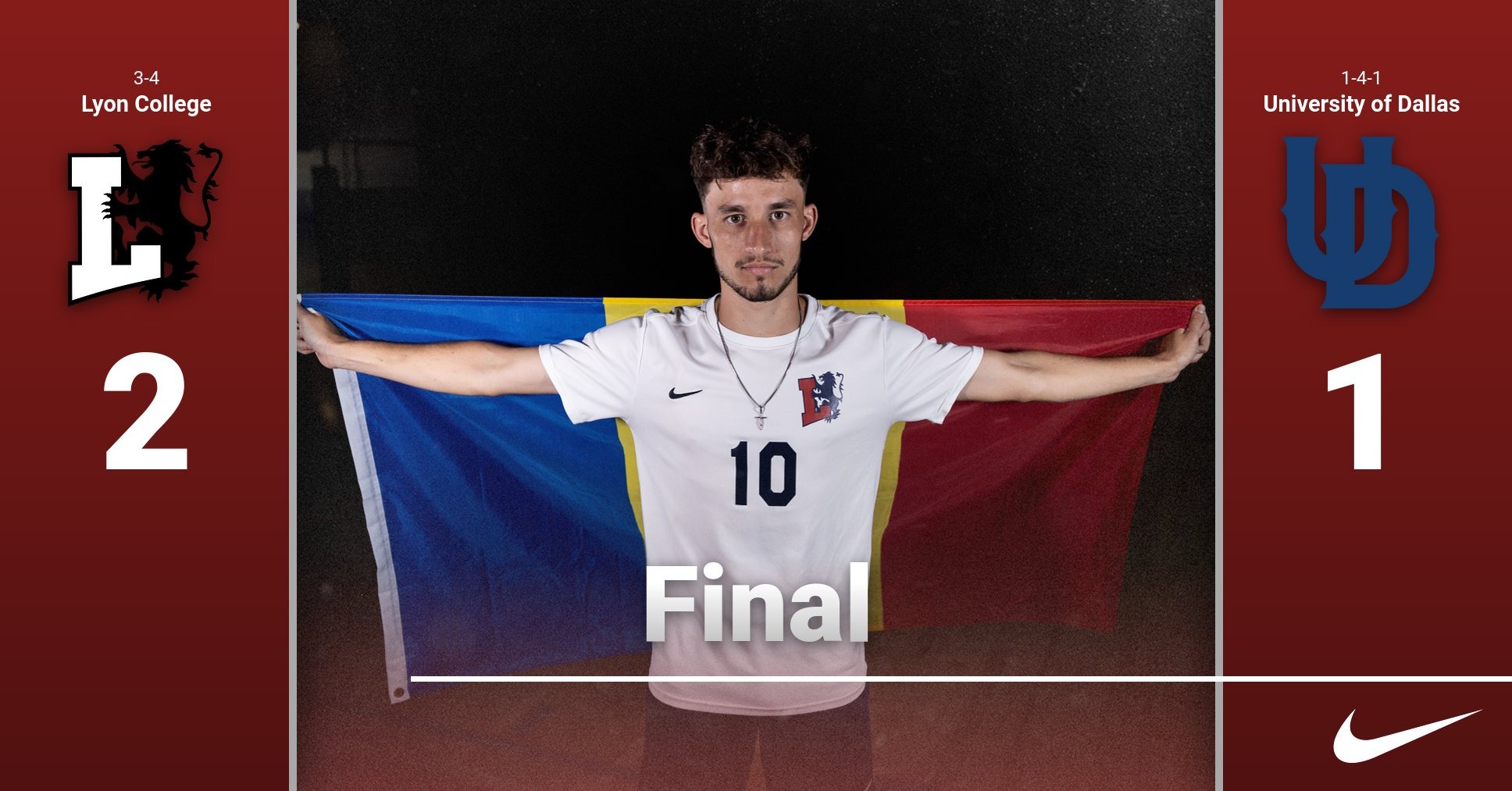 Lyon College men's soccer defeats University of Dallas to take Texas ...