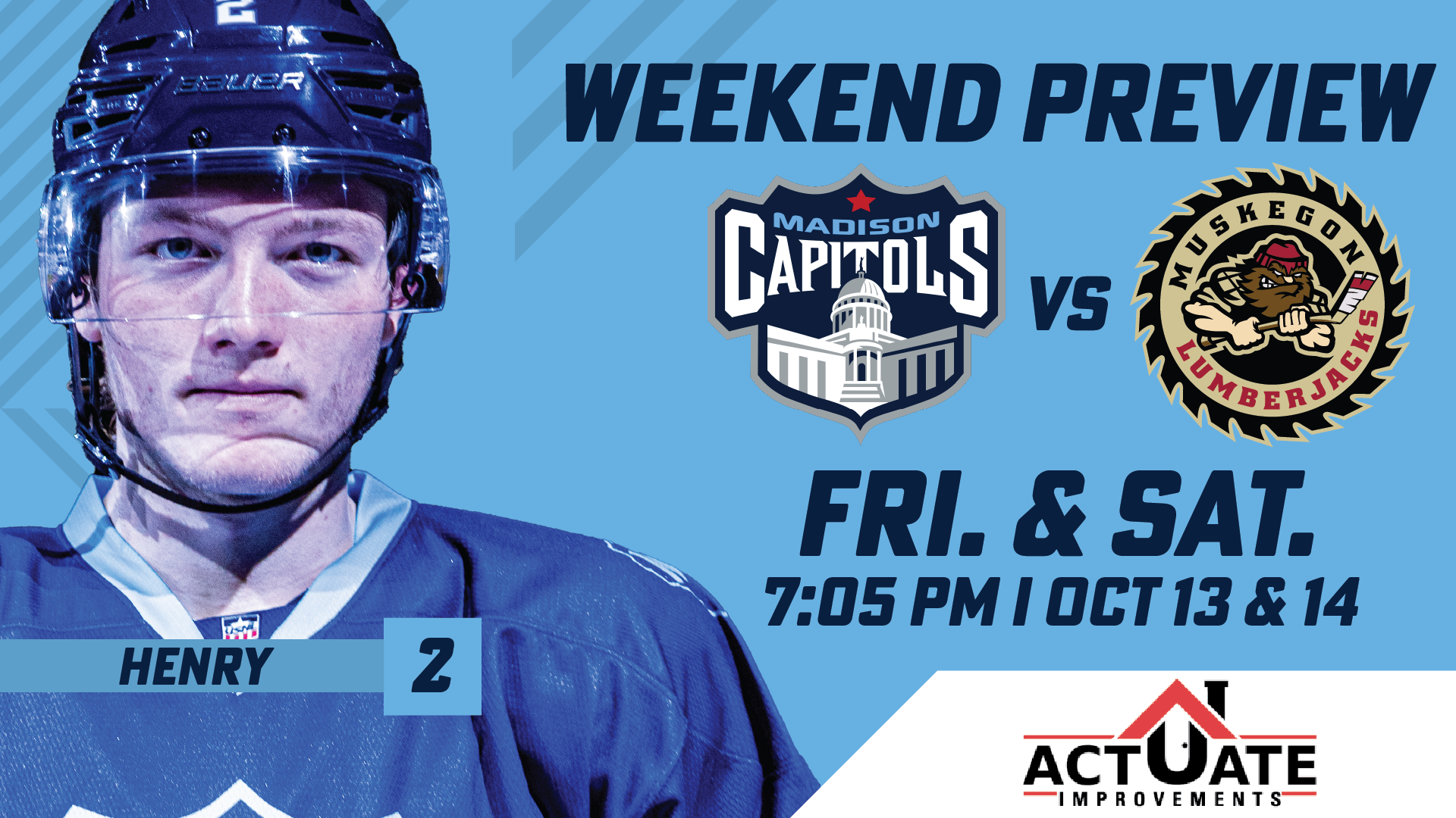 Weekend Preview: Caps Welcome Muskegon to Madison for Two-Game Series ...