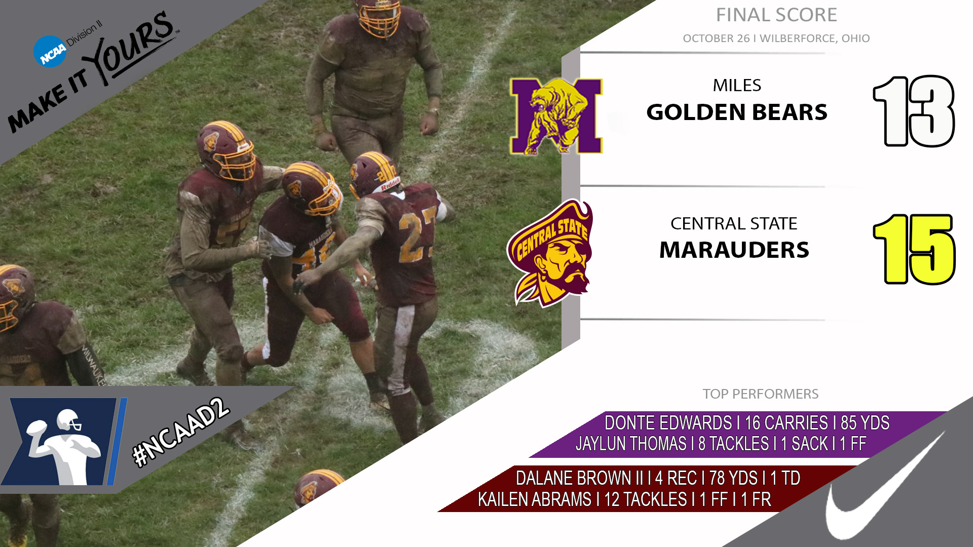 Central State upsets Miles with late field goal - Central State ...