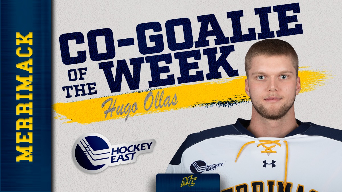 Hugo Ollas Claims Hockey East Co-Goaltender of the Week - Merrimack ...