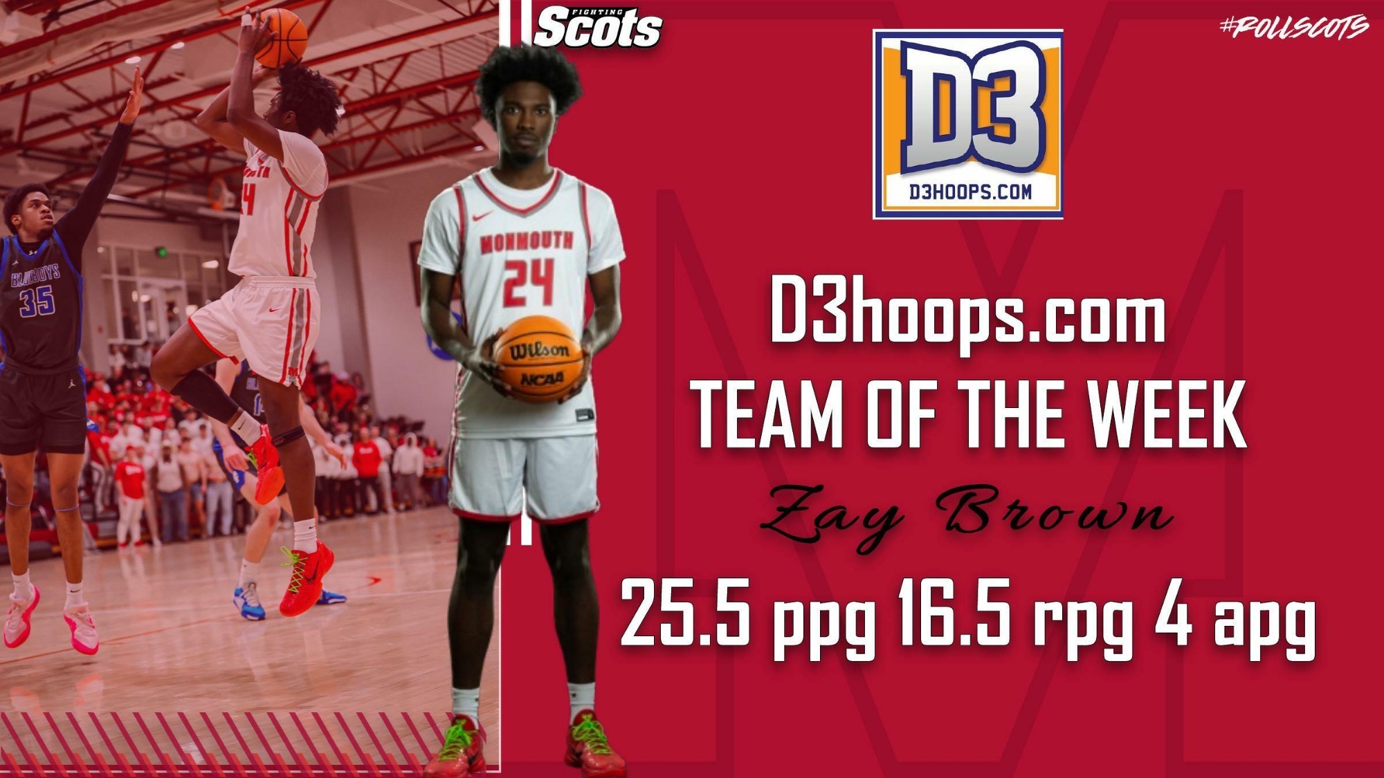 Brown Named All-Region by NABC and d3Hoops - Monmouth College Athletics