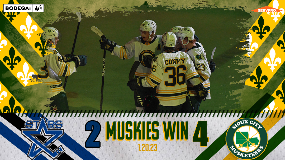 FOUR GOAL SECOND PERIOD CARRIES MUSKIES - Sioux City Musketeers